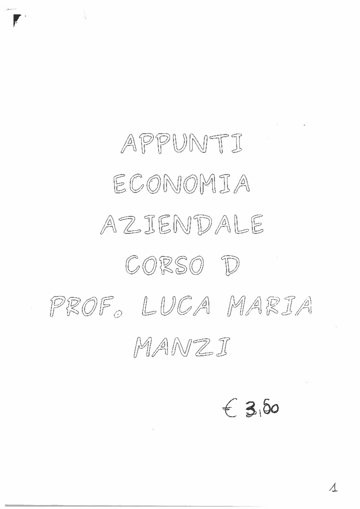 Appunti di Economia Aziendale Corso D - Prof. Luca Maria Manzi ...