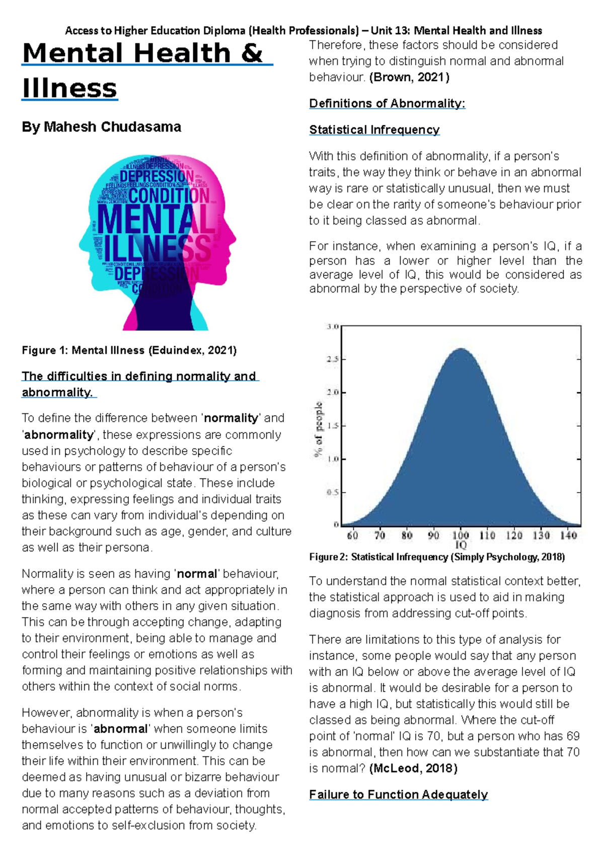 Unit 16 - Mental Health and Illness - Mental Health & Illness By Mahesh Chudasama Figure 1 ...