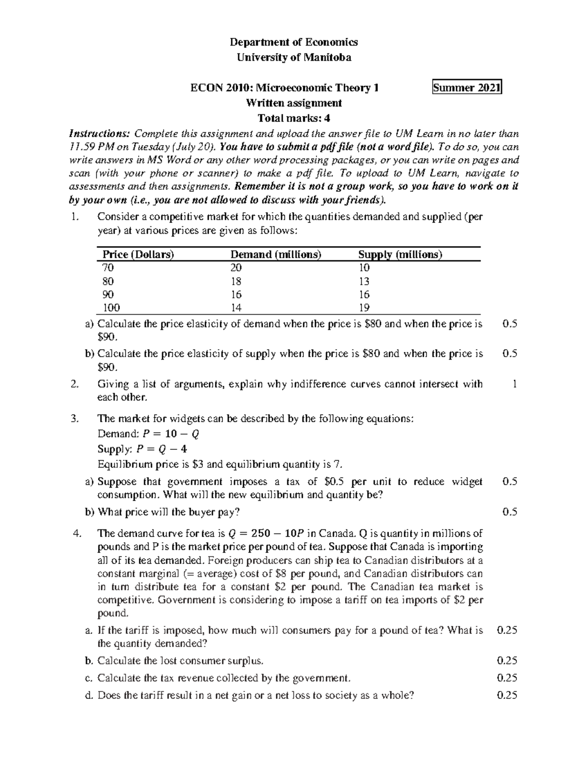 Written assignment Summer 2021 - Department of Economics University of ...