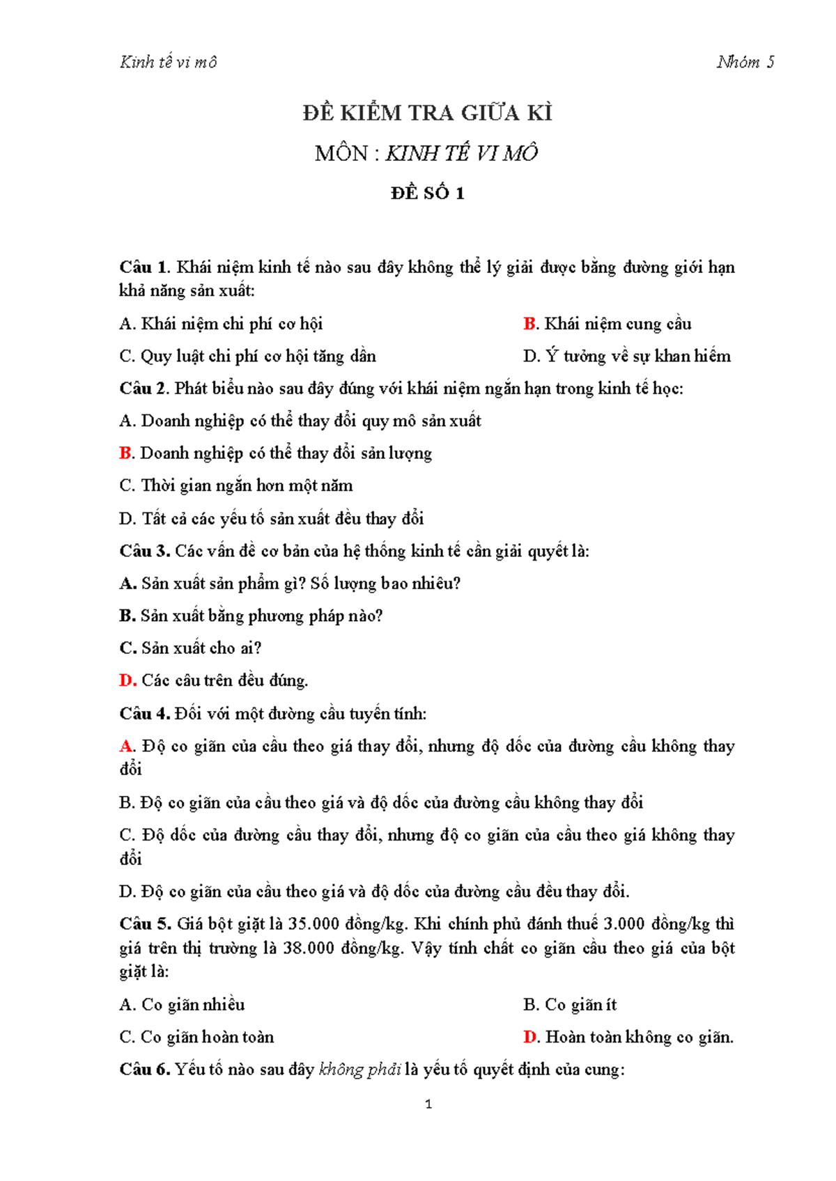 KTVM - ĐỀ KT GIỮA KÌ - ĐỀ 1 - ĐỀ KIỂM TRA GIỮA KÌ MÔN : KINH TẾ VI MÔ ĐỀ SỐ 1 Câu 1. Khái - Studocu