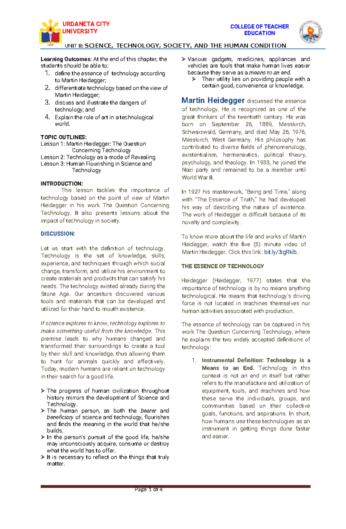 Unit II lesson 1 3 - COLLEGE OF TEACHER EDUCATION UNIVERSITY UNIT II ...