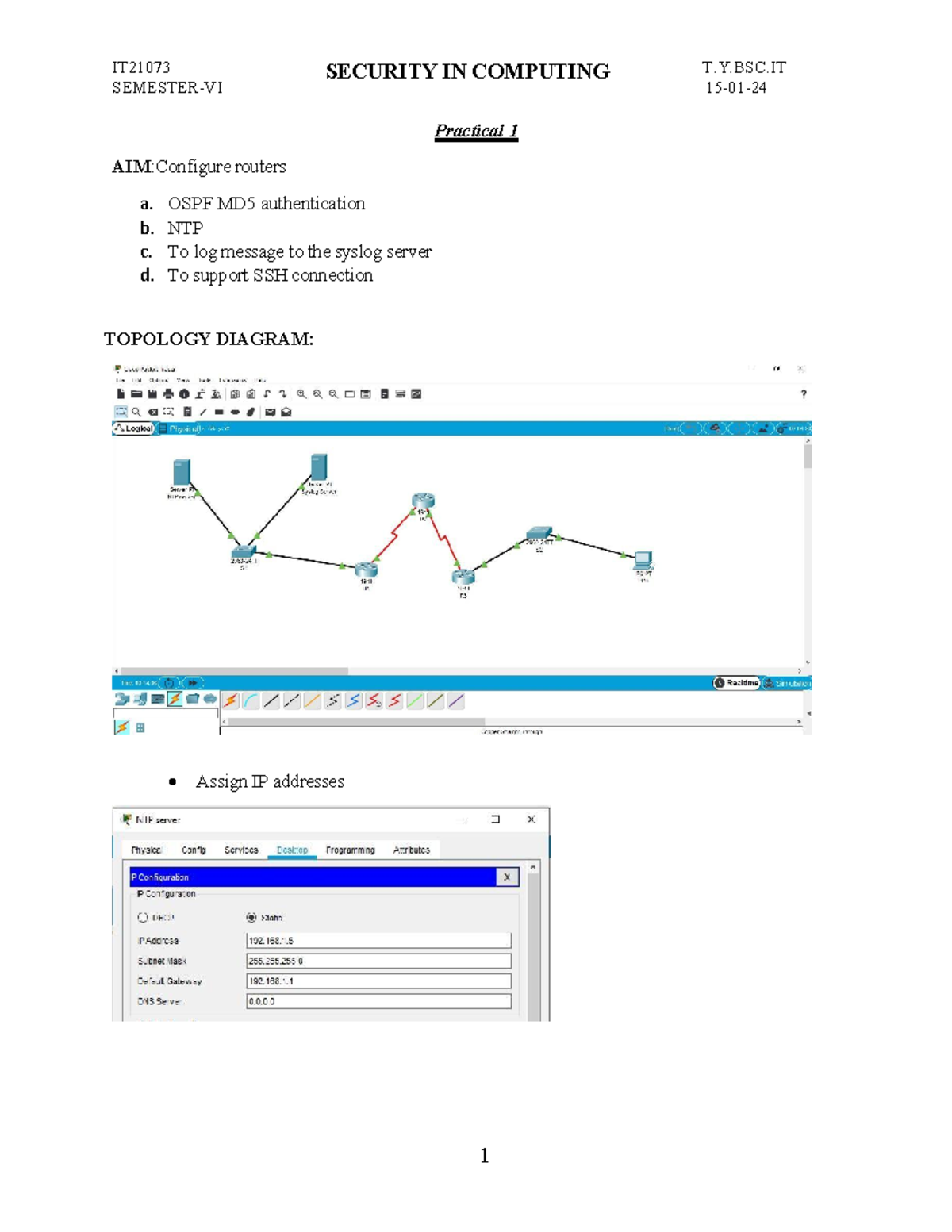Security in Computing Practical Journal with All practicals - SEMESTER-VI 15-01- SECURITY IN ...