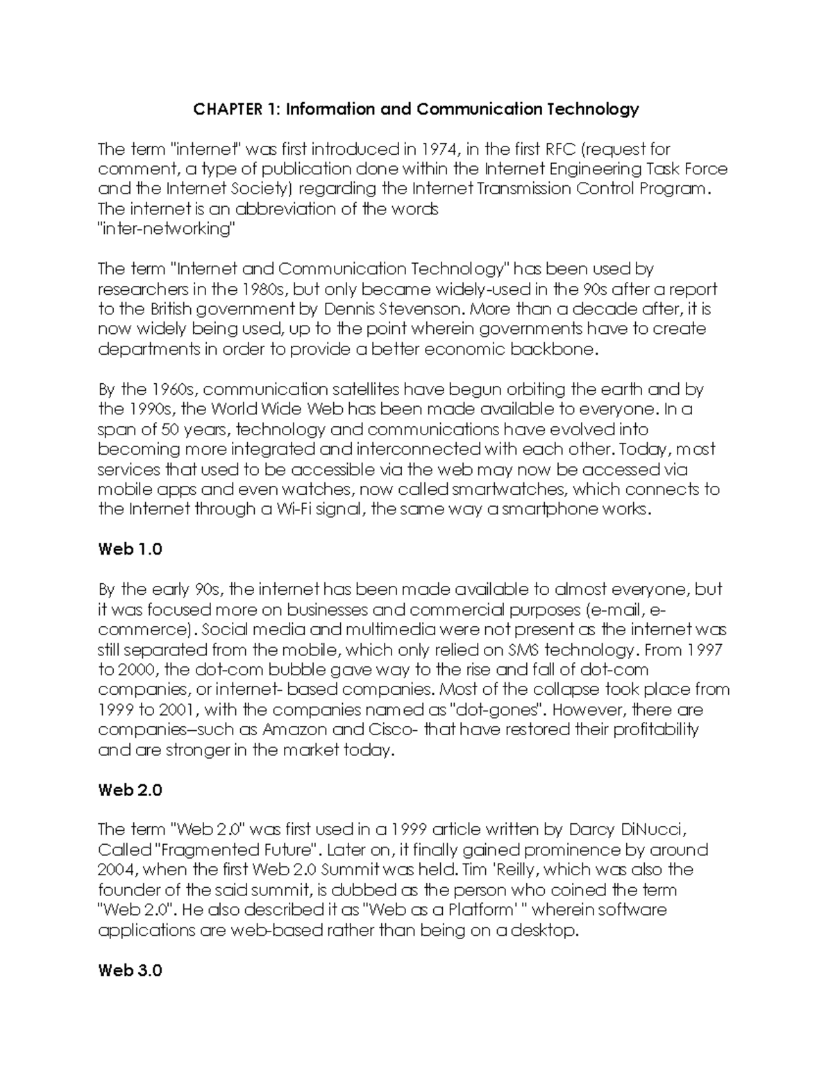 Chapter 1 and Chapter 2 - Discuss - CHAPTER 1: Information and ...