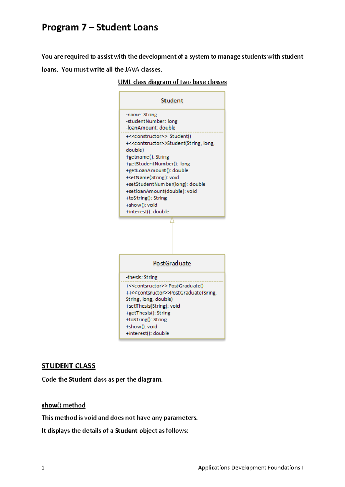 Program 7 - Student loans - Program 7 – Student Loans You are required ...