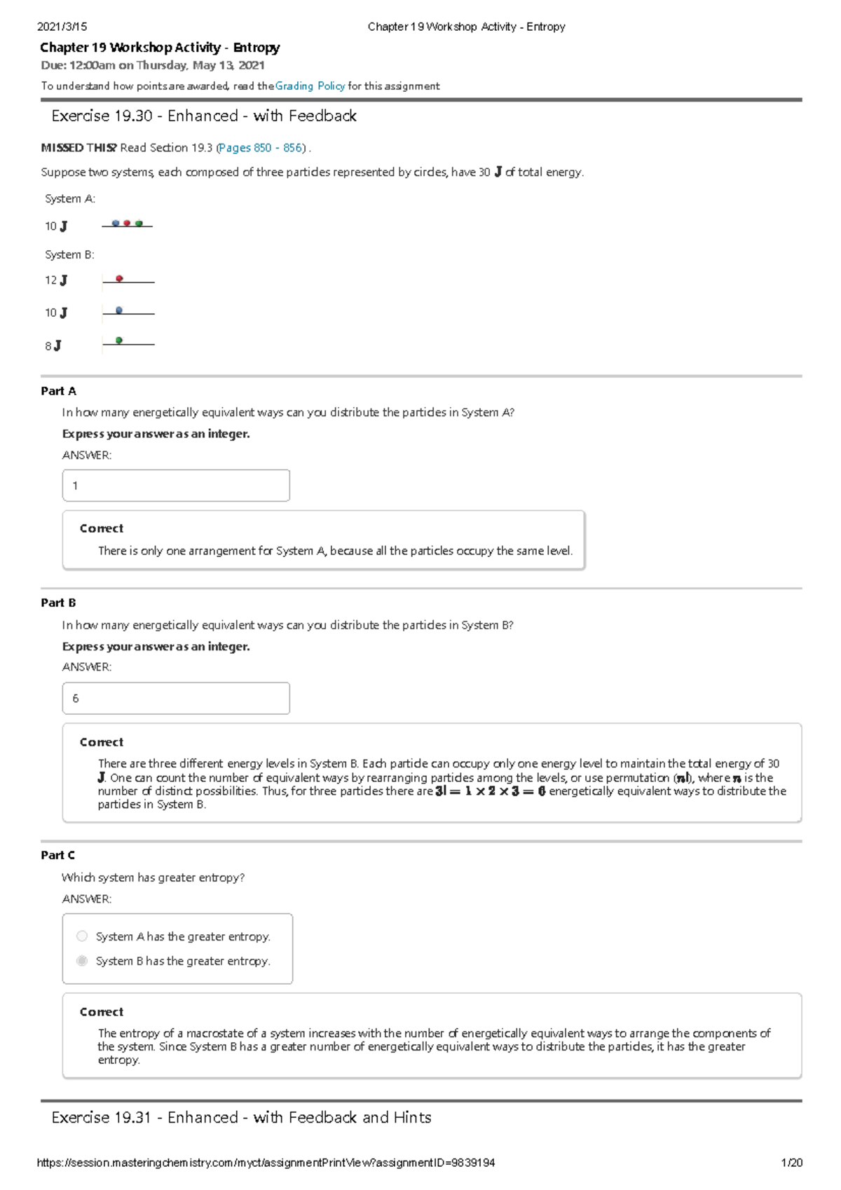 Chapter 19 Workshop Activity - Entropy - Chapter 19 Workshop Activity ...