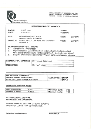 Exam SEM 1-2011 - Exam memo 2011 - GWP31AI - EXAMINER MODERATOR MAIN ...