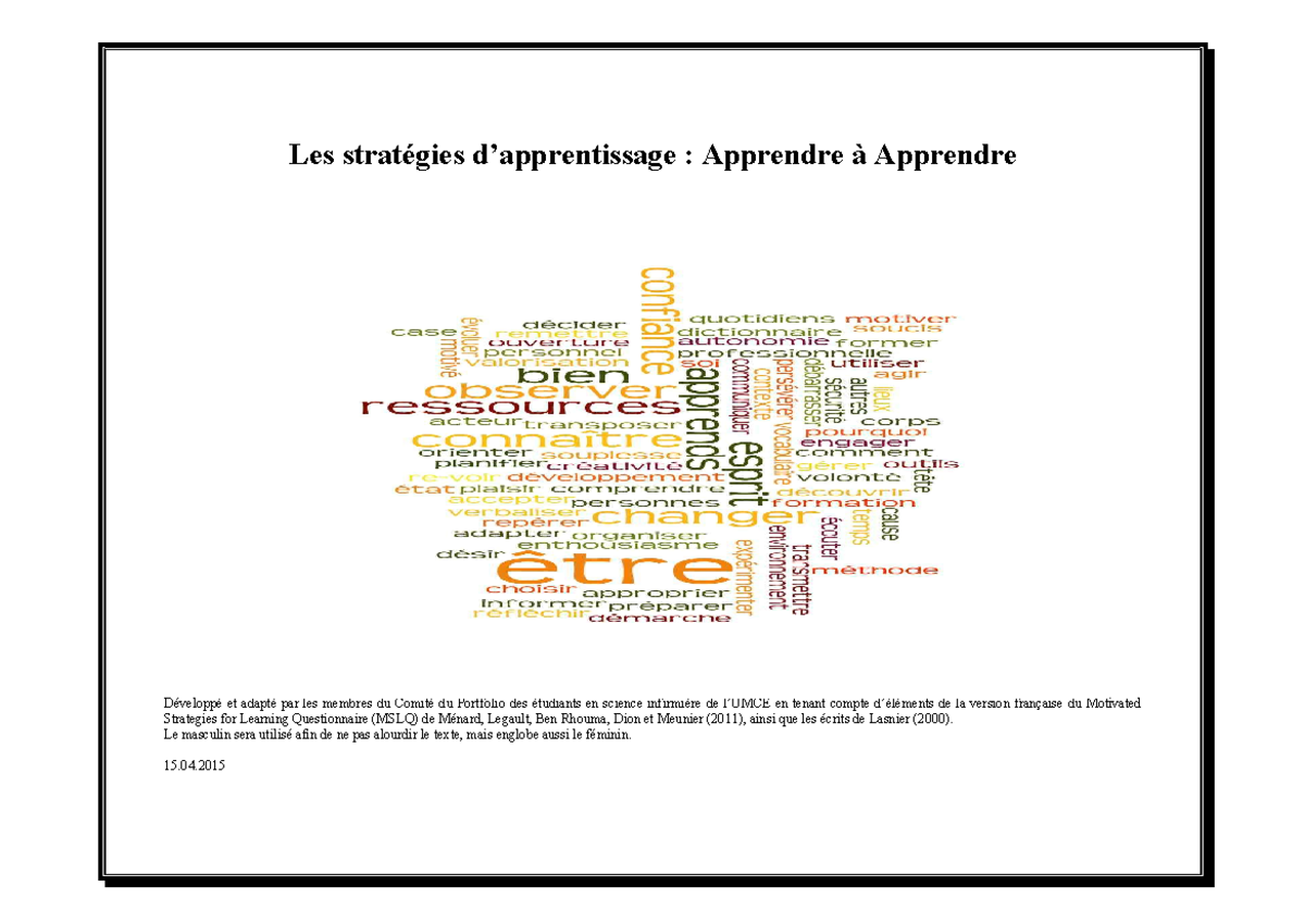 Strategies apprentissage - Les stratégies d’apprentissage : Apprendre à ...