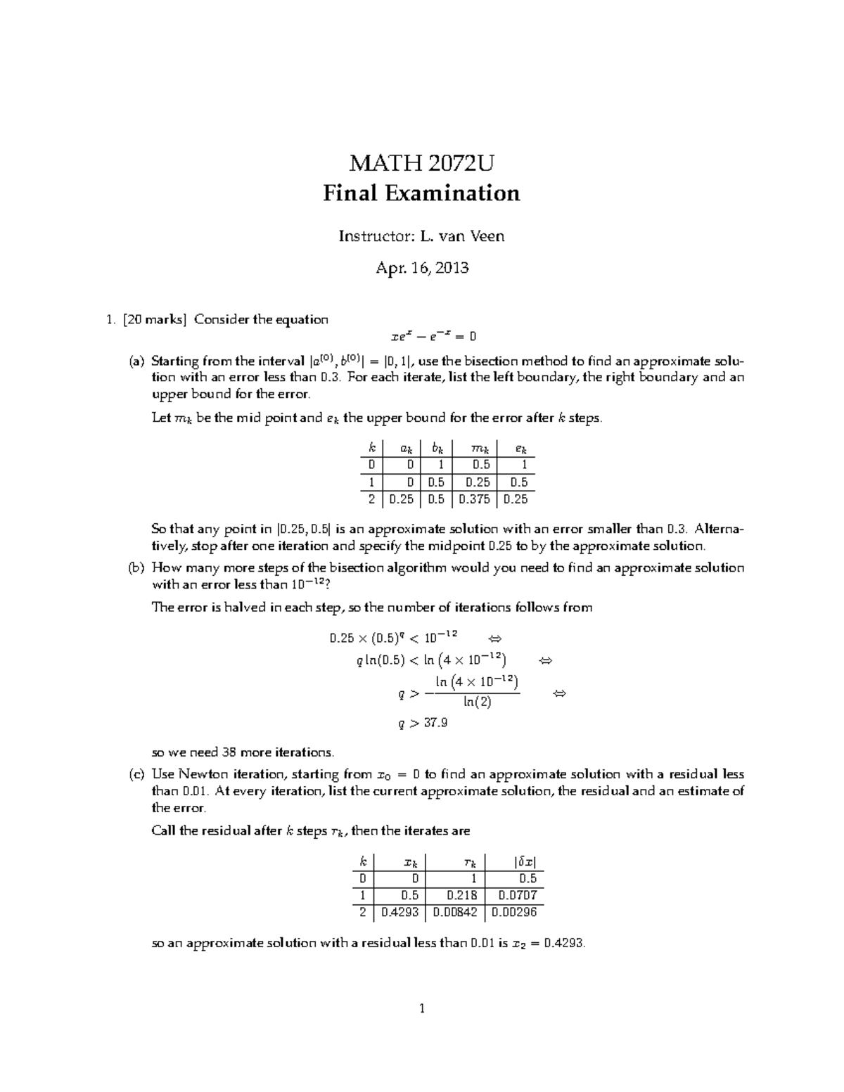 2072 final 2014 s-1 - midterm - MATH 2072U Final Examination Instructor ...