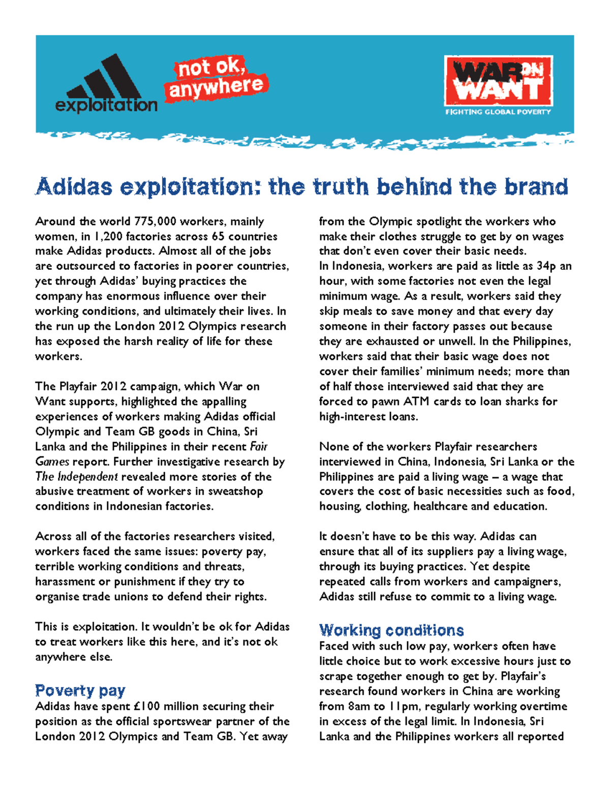 Adidas briefing - Brief notes - Adidas exploitation: the truth behind ...