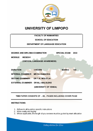 HFED041 TEST 2 Slides - Question papers and memo. Enjoy - 1 | P a g e ...