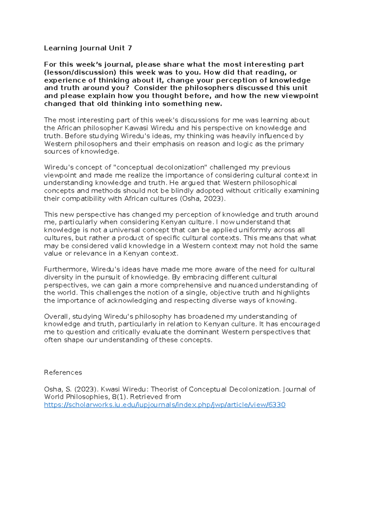 PHIL1402 Learning Journal Unit 7 - Learning Journal Unit 7 For this week’s journal, please share ...