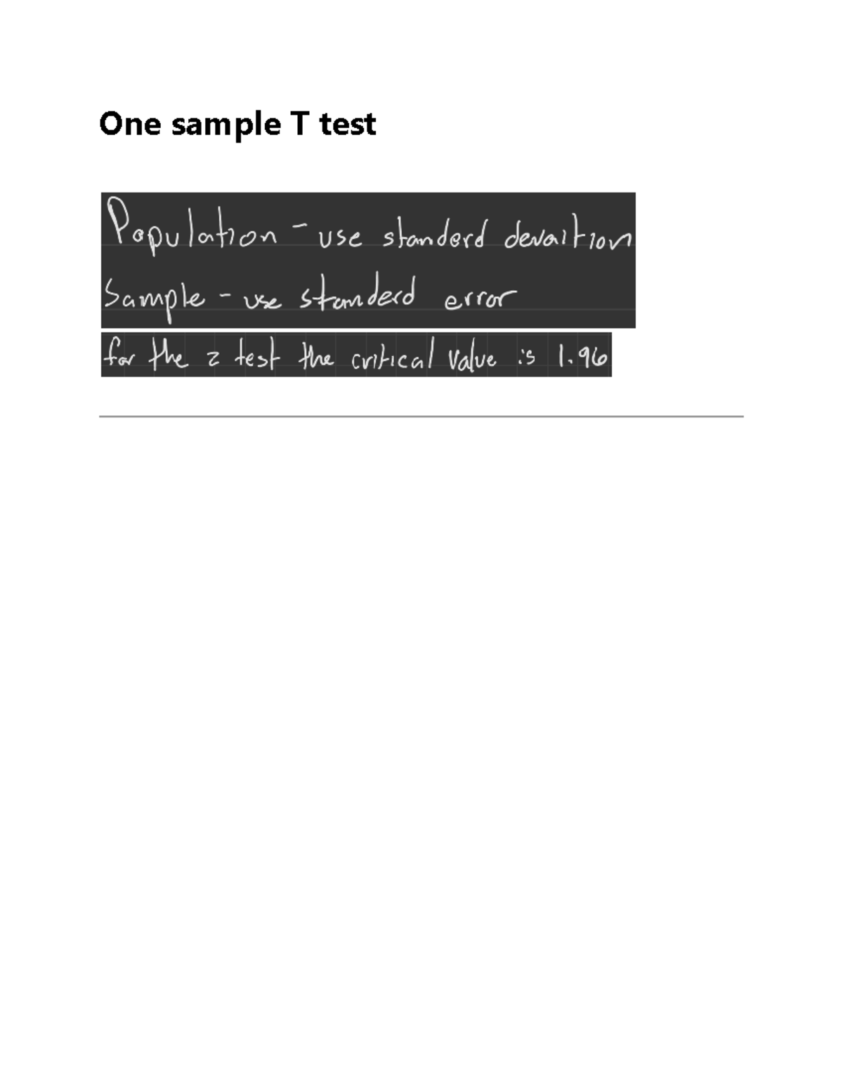 Stat 9 One sample T test - One sample T test Population standard ...