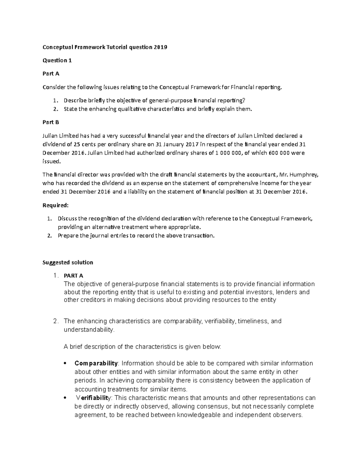 Acc 2543 2020 Conceptual framework tutorial questions - Conceptual ...