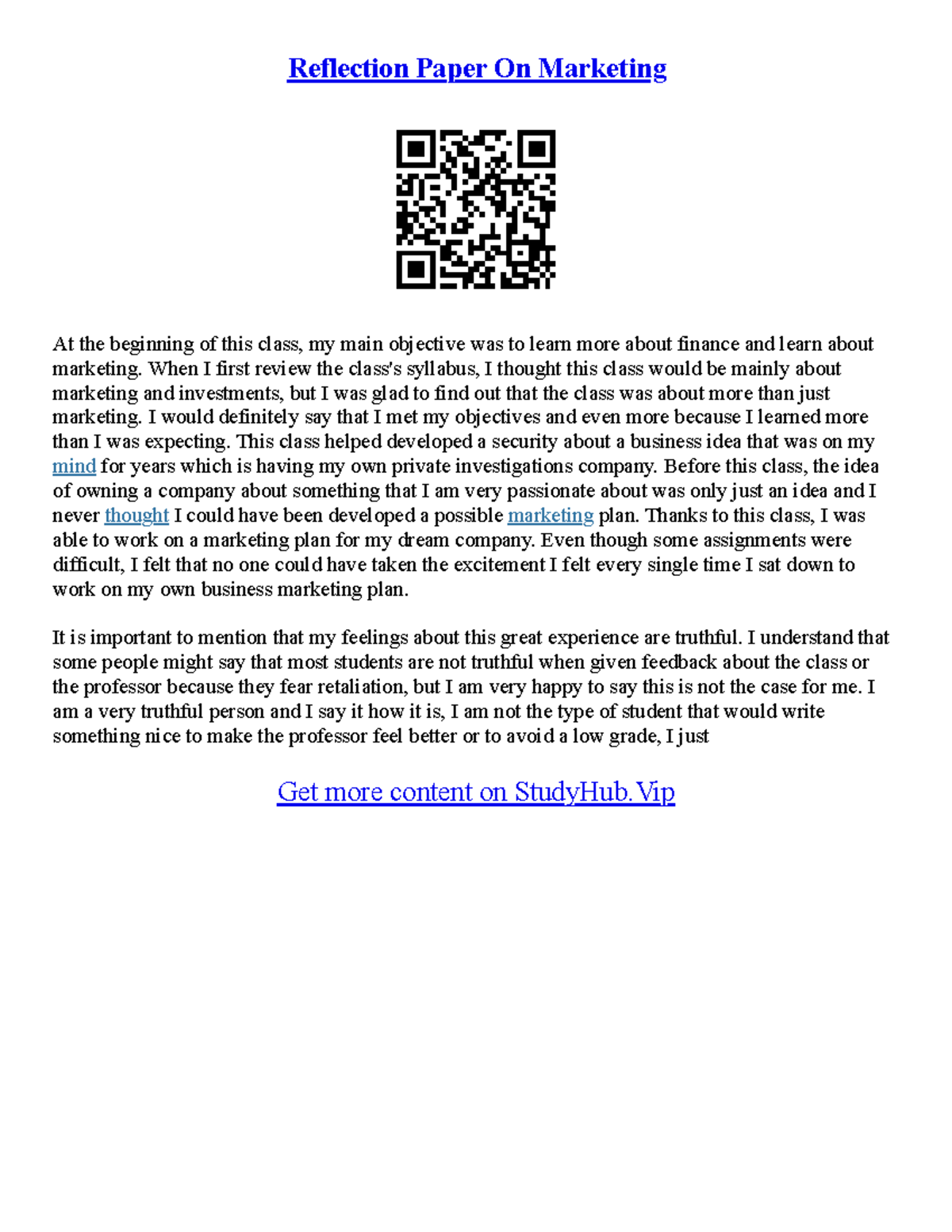 Essay Papers For Sale - Reflection Paper On Marketing At the beginning ...