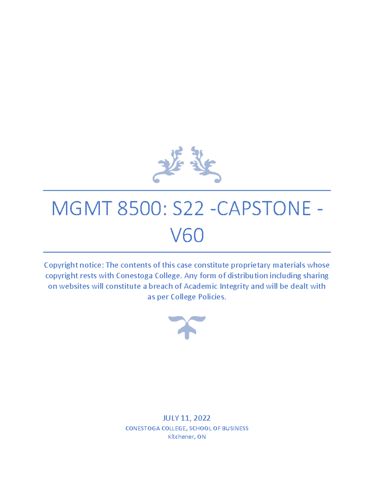 MGMT 8500: S22 Case Study Overview and Grading - Studocu