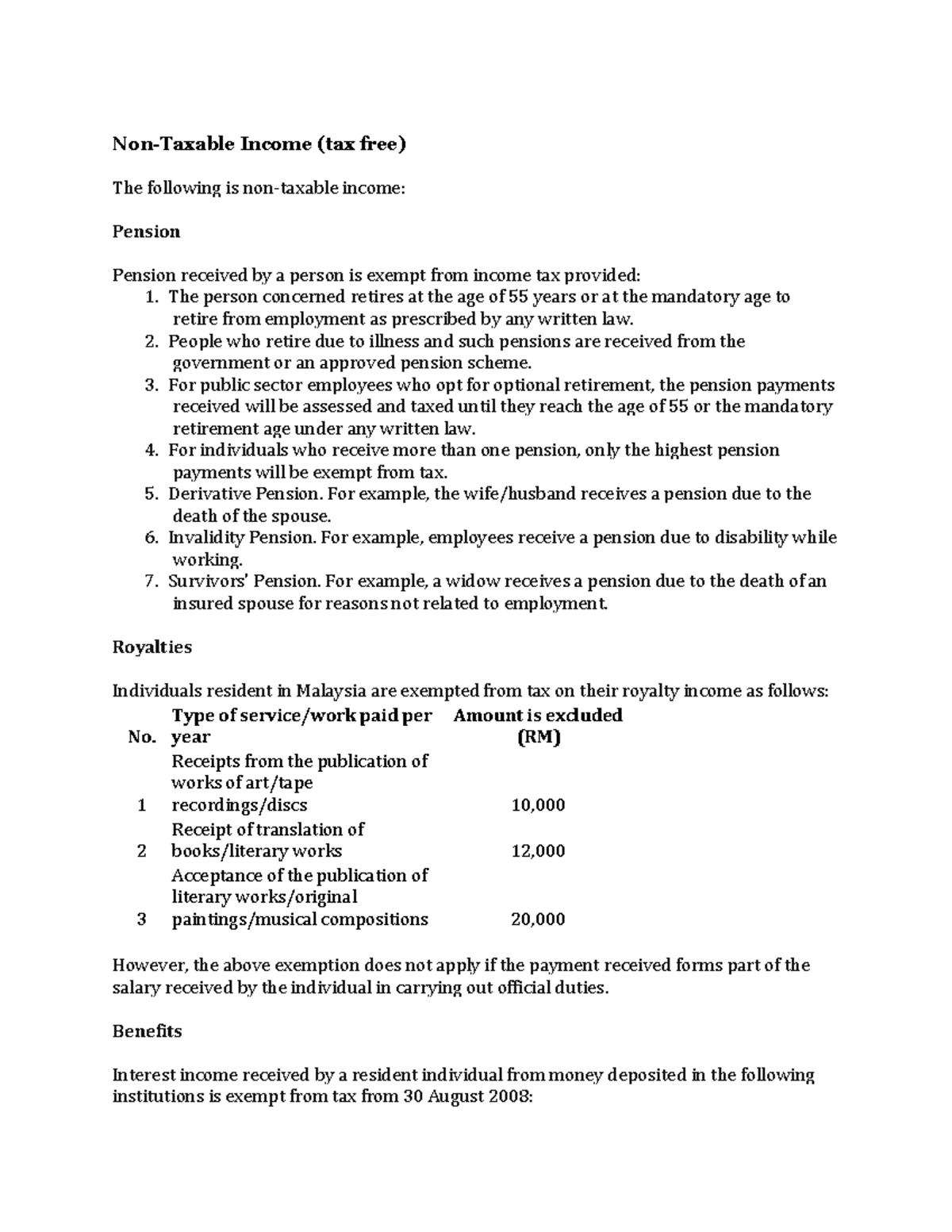 Non-Taxable Income (Free Tax) for Malaysian who received income in 2020 ...