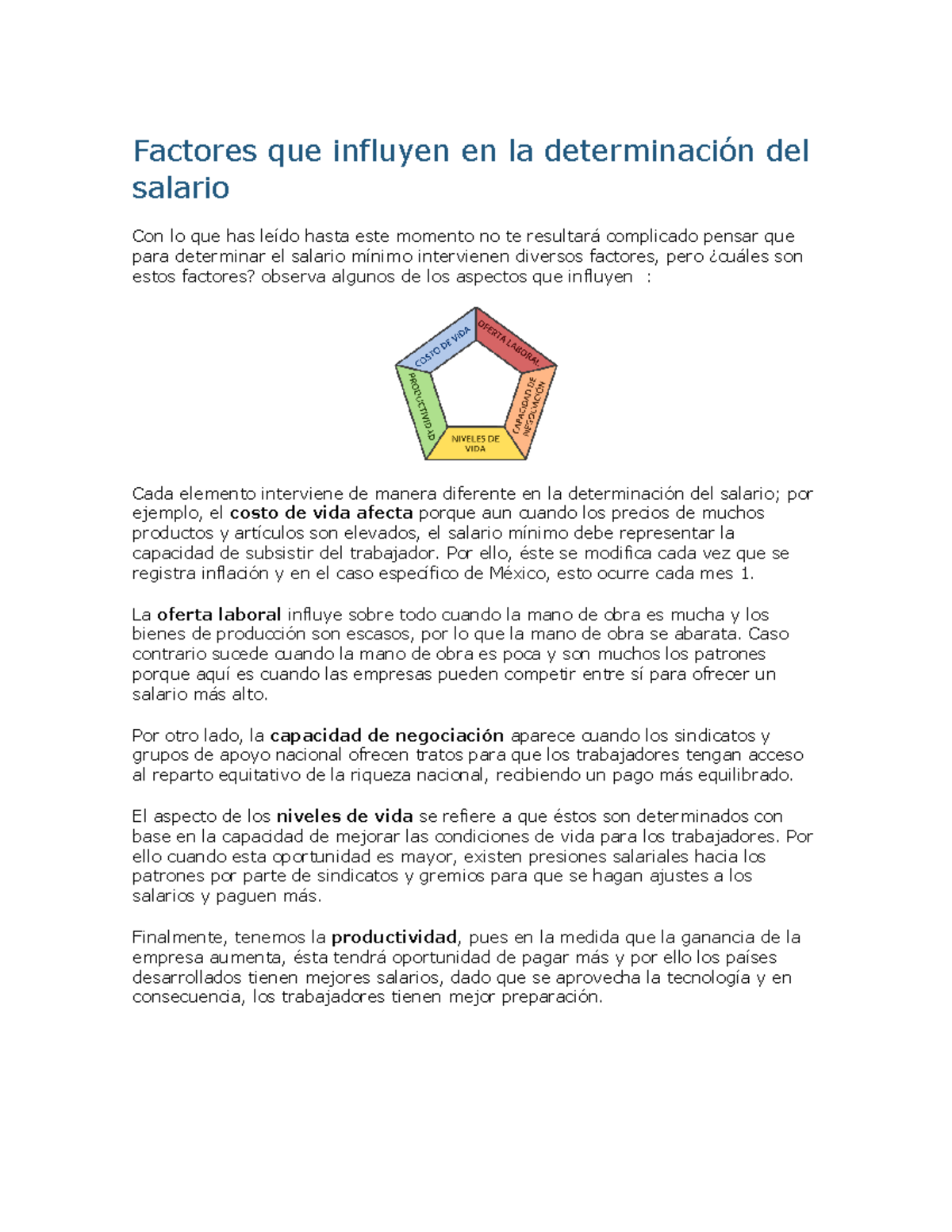 Factores que influyen en la determinación del salario - Factores que ...