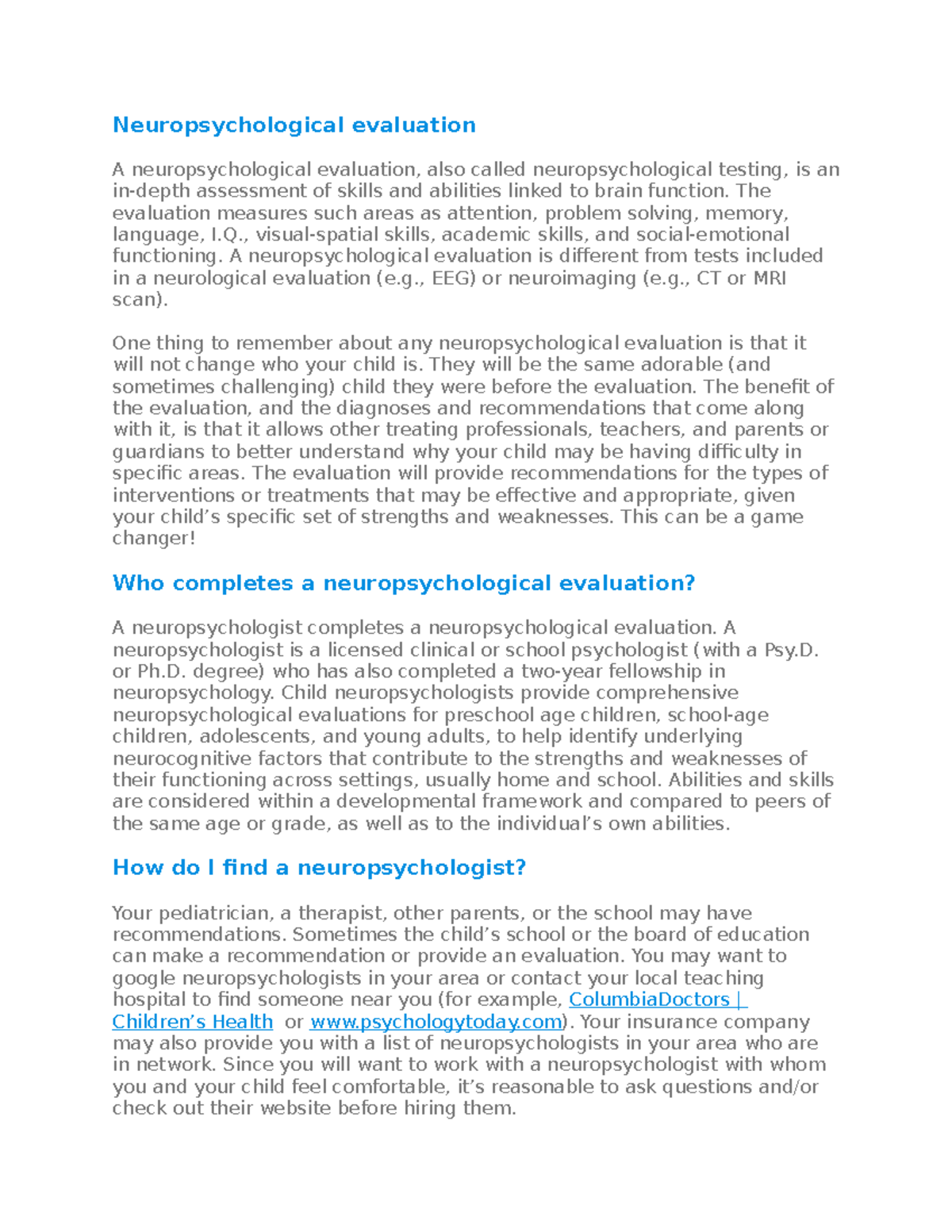 Introduction to Neuropsychological evaluation - Neuropsychological ...