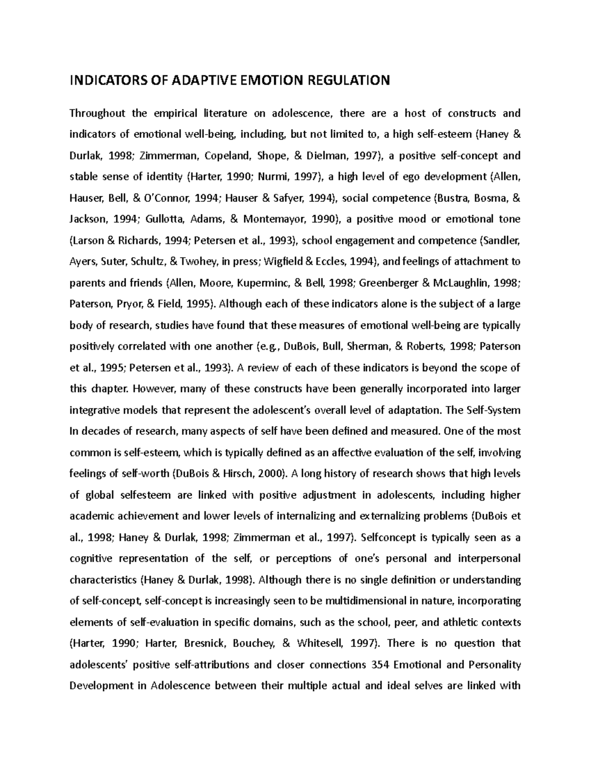 Indicators OF Adaptive Emotion Regulation - INDICATORS OF ADAPTIVE ...