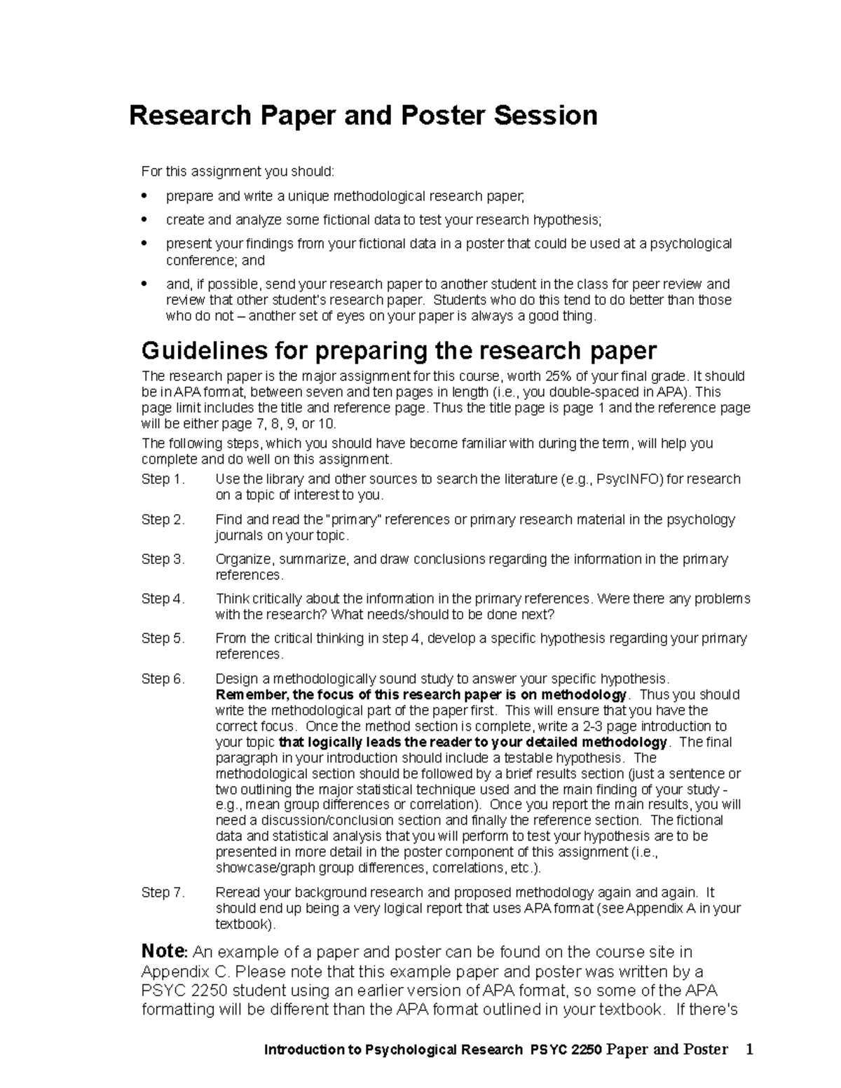 Paper and poster instructions key - Research Paper and Poster Session ...