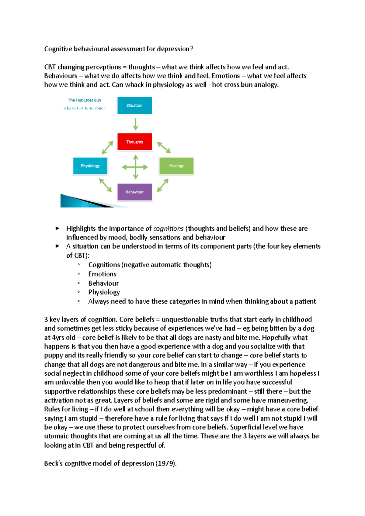 Cognitive behavioural assessment for depression - Behaviours – what we ...