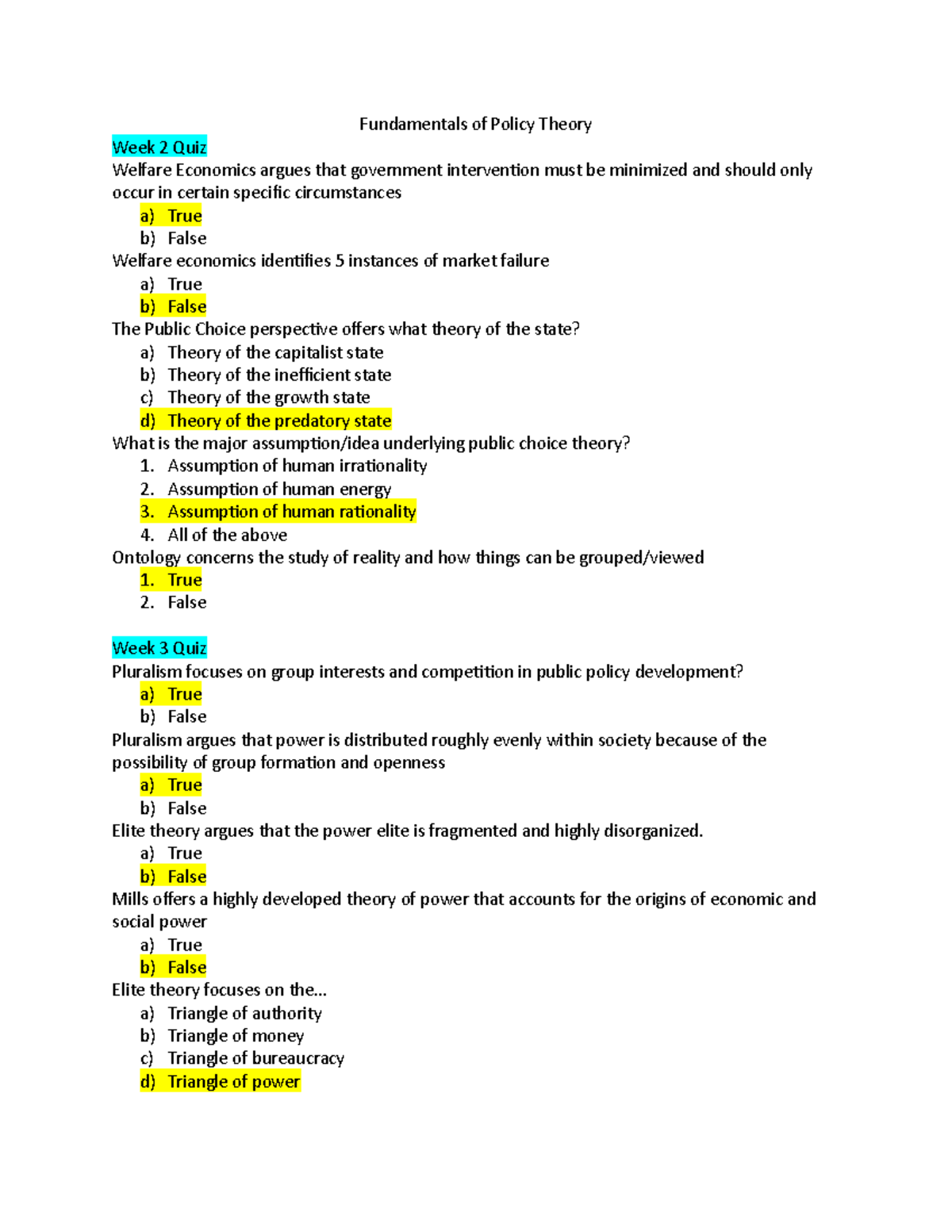 FOPT Quiz - quiz - Fundamentals of Policy Theory Week 2 Quiz Welfare ...