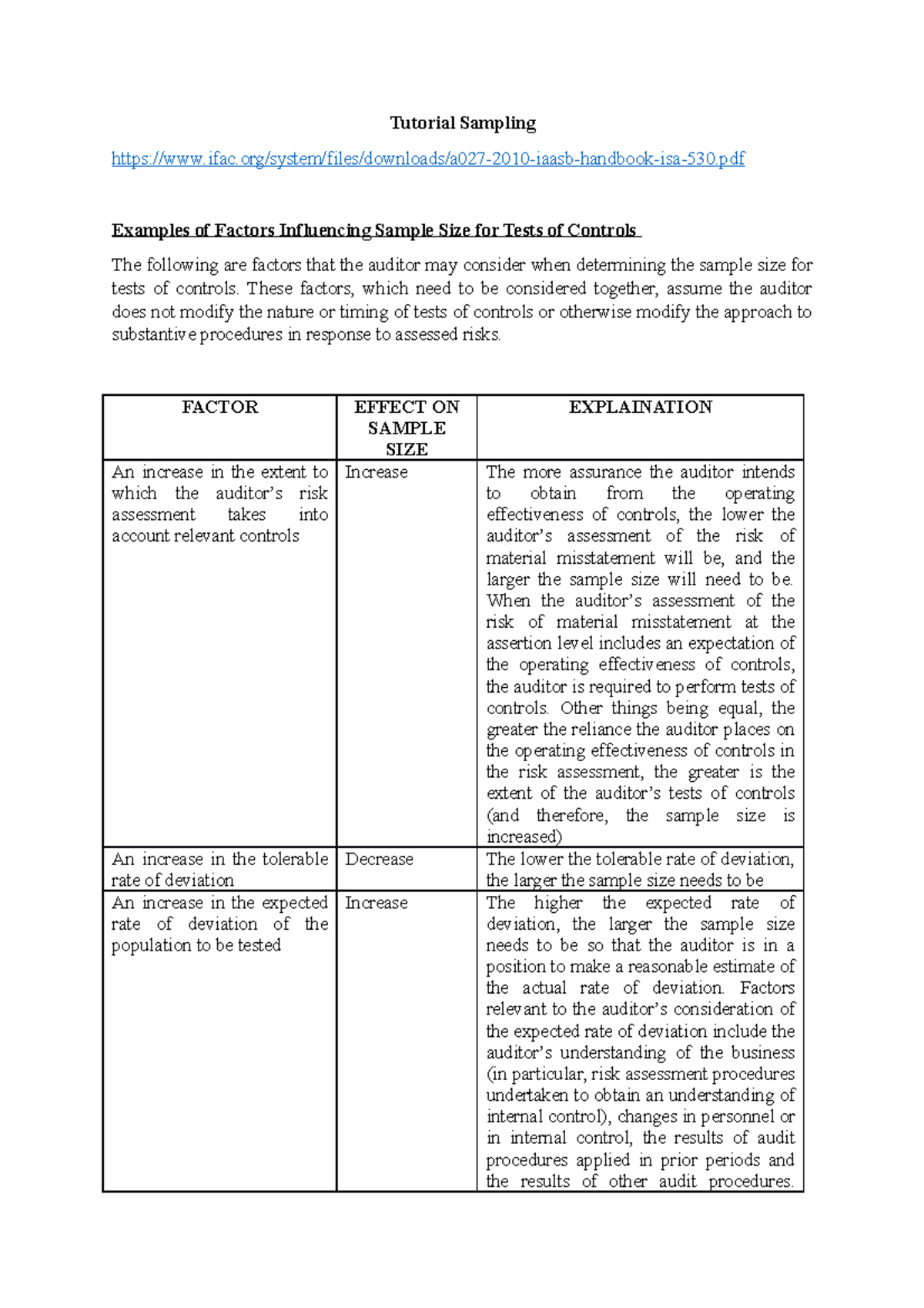 Tutorial Sampling - Tutorial Sampling - Studocu