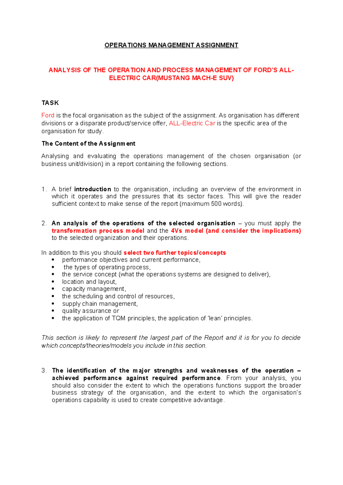Operation Management Assignment Task - OPERATIONS MANAGEMENT ASSIGNMENT ...