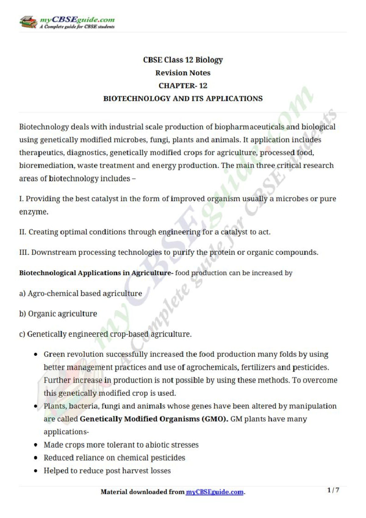 12 biology notes ch12 biotechnology and its applications - myCBSEguide ...