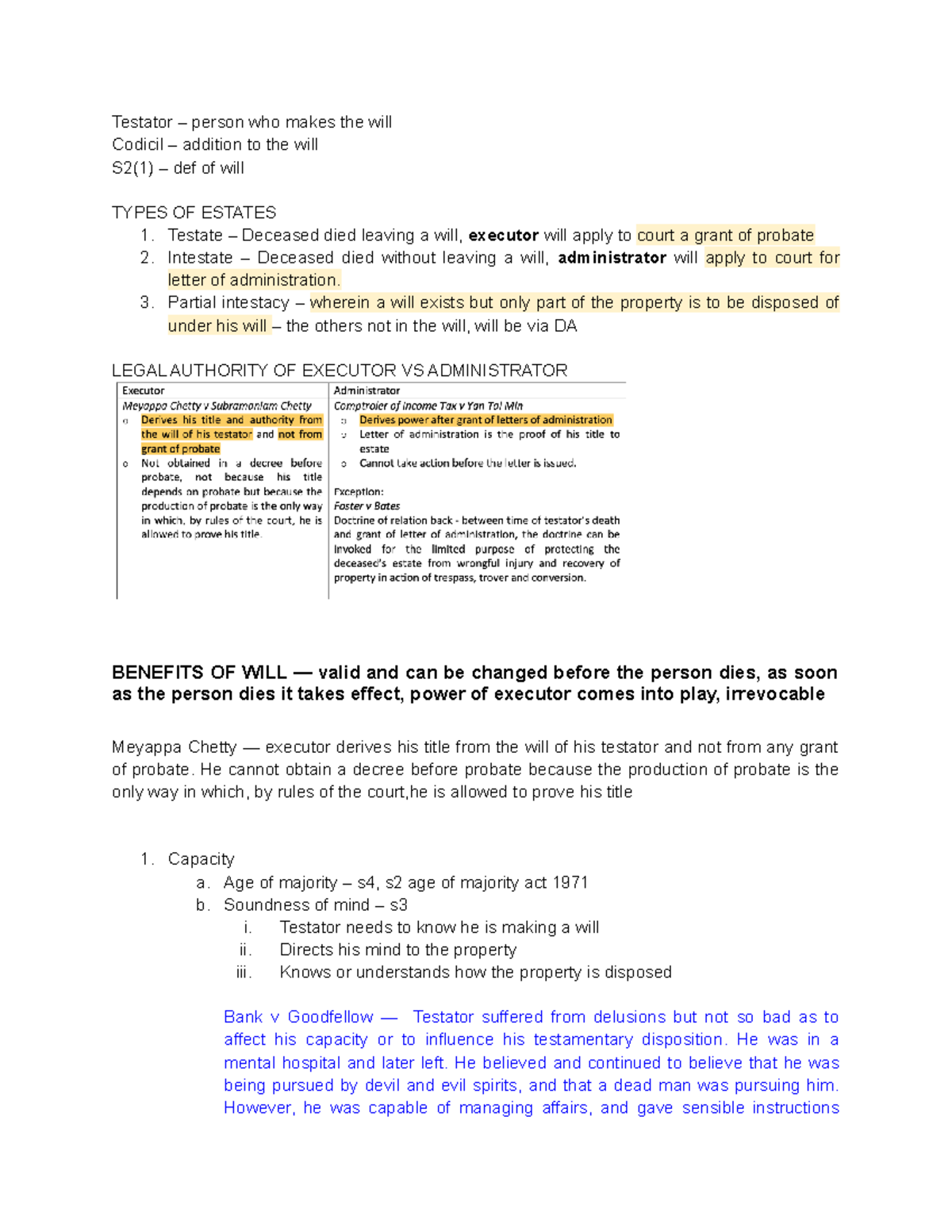 Wills LIA2001 EQUITY - Testator – person who makes the will Codicil ...