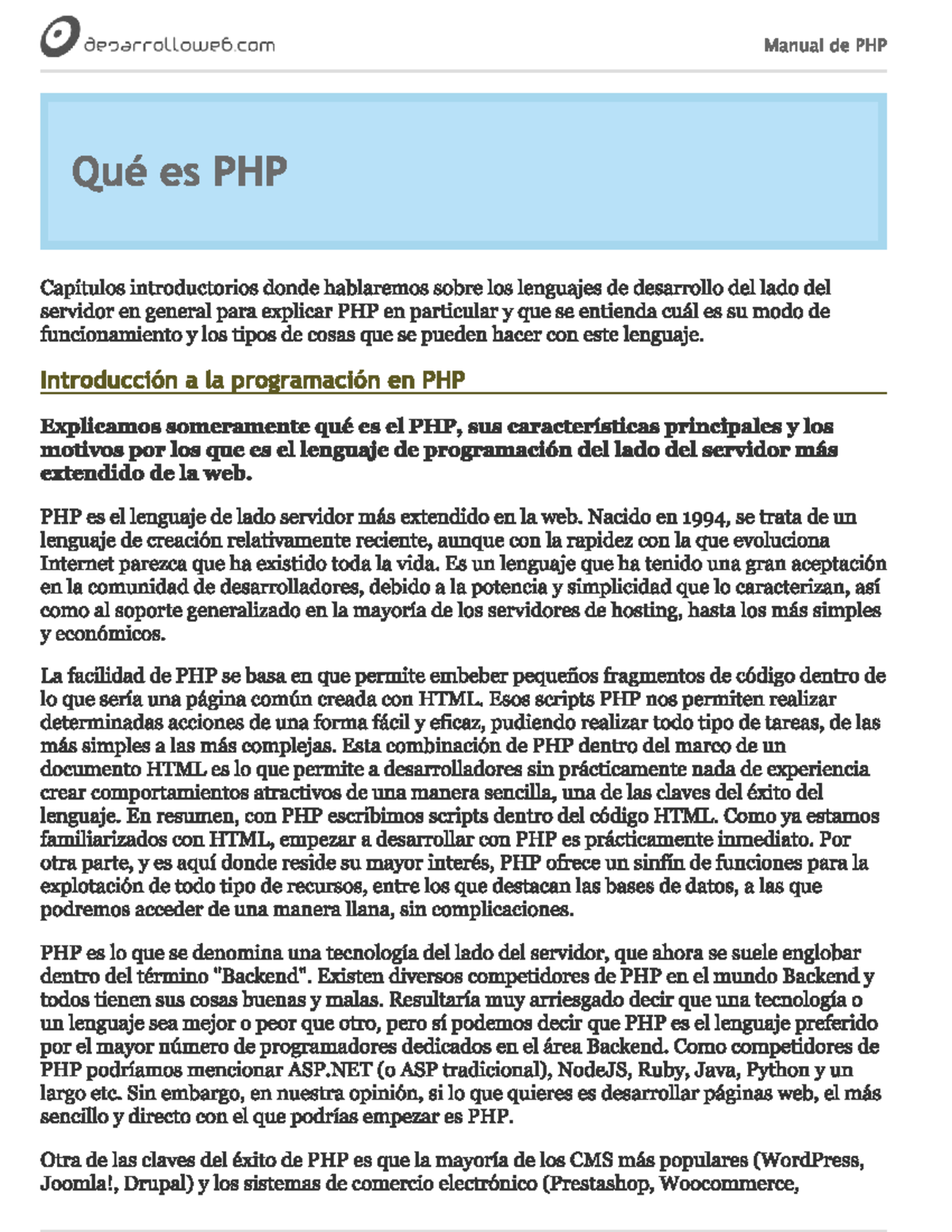 Introduccion PHP - php - Programación Avanzada - Studocu