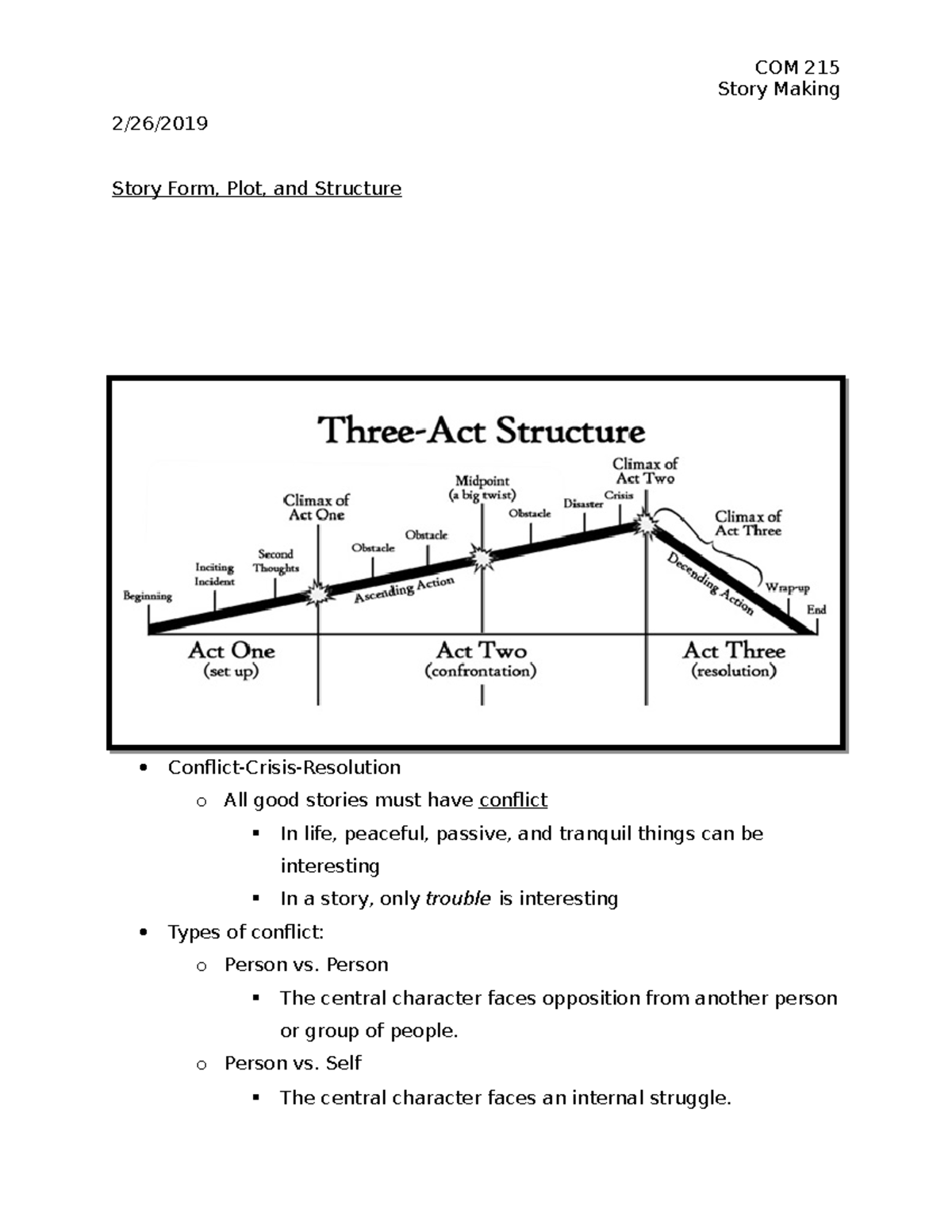 Story Form, Plot, and Structure - COM 215 Story Making 2/26/ Story Form ...