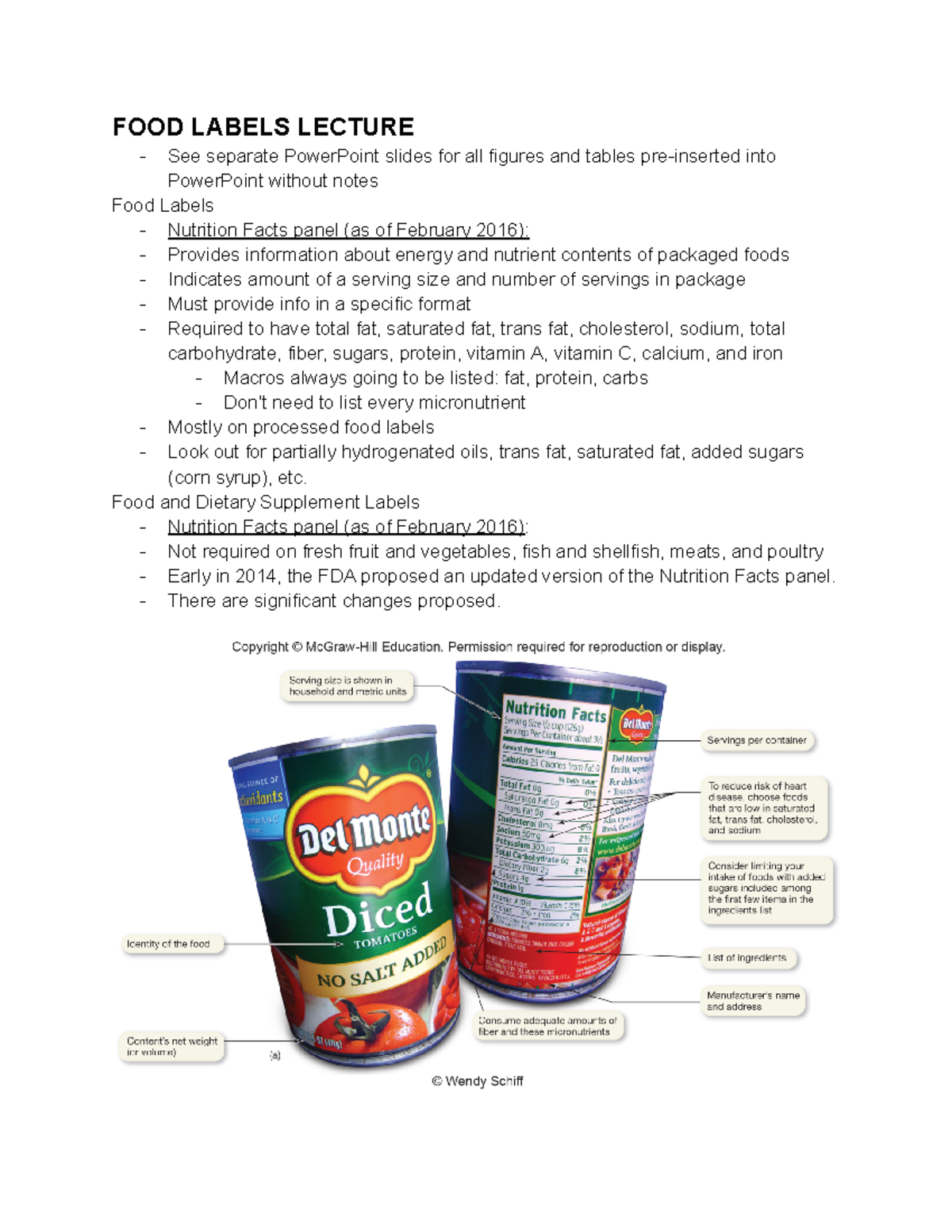 ESS3 FOOD Labels - This was taken winter 2022 with Prof. Jamieson ...