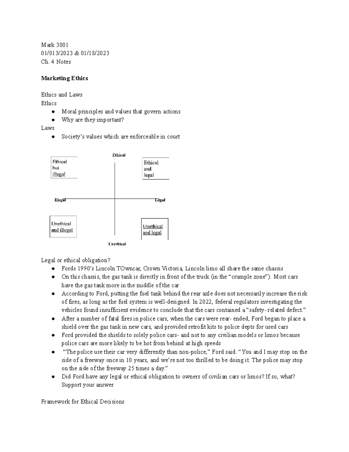 MARK Ch. 4 Notes - Mark 3001 01/013/2023 & 01/18/ Ch. 4 Notes Marketing ...