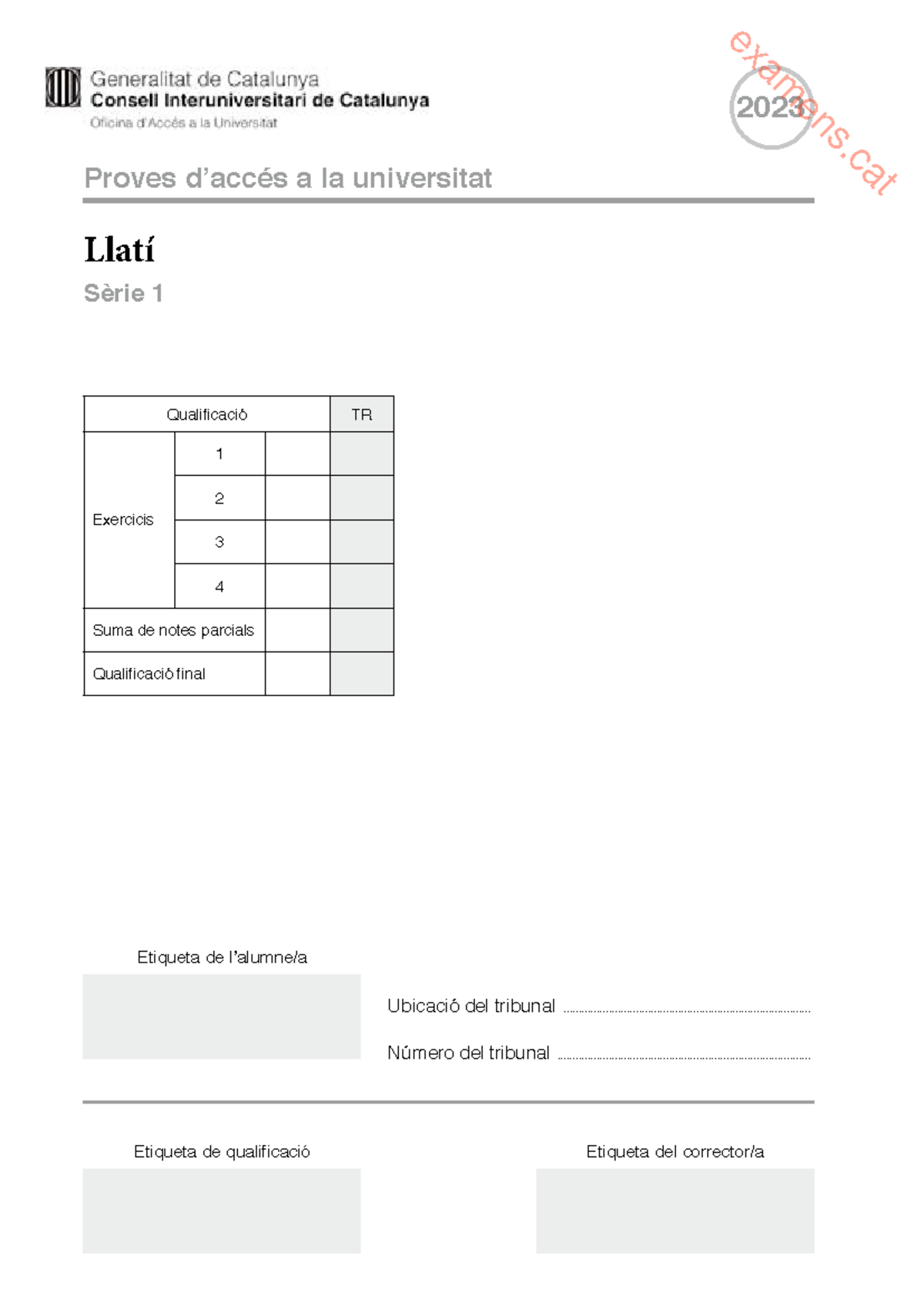 Pau llat 2023 Juny Enunciat - Proves d’accés a la universitat Llatí ...