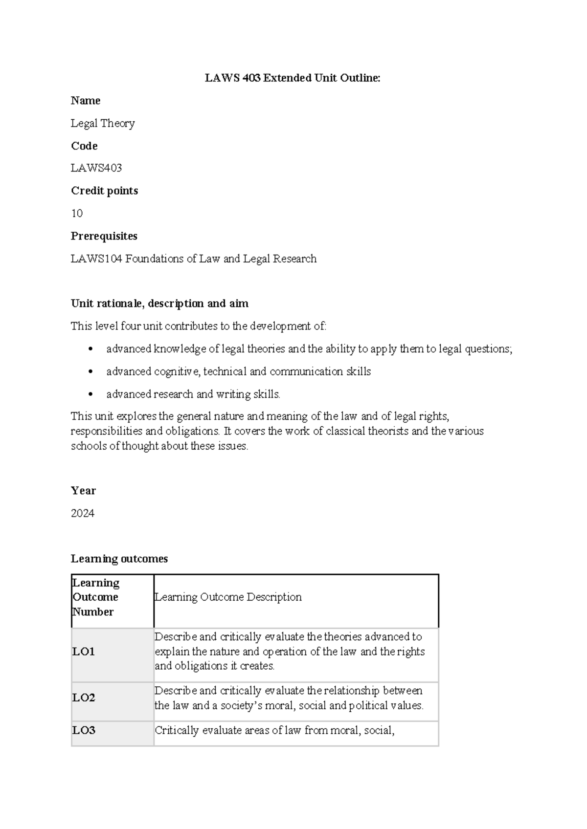 LAWS 403 Extended Unit Outline - LAWS 403 Extended Unit Outline: Name ...
