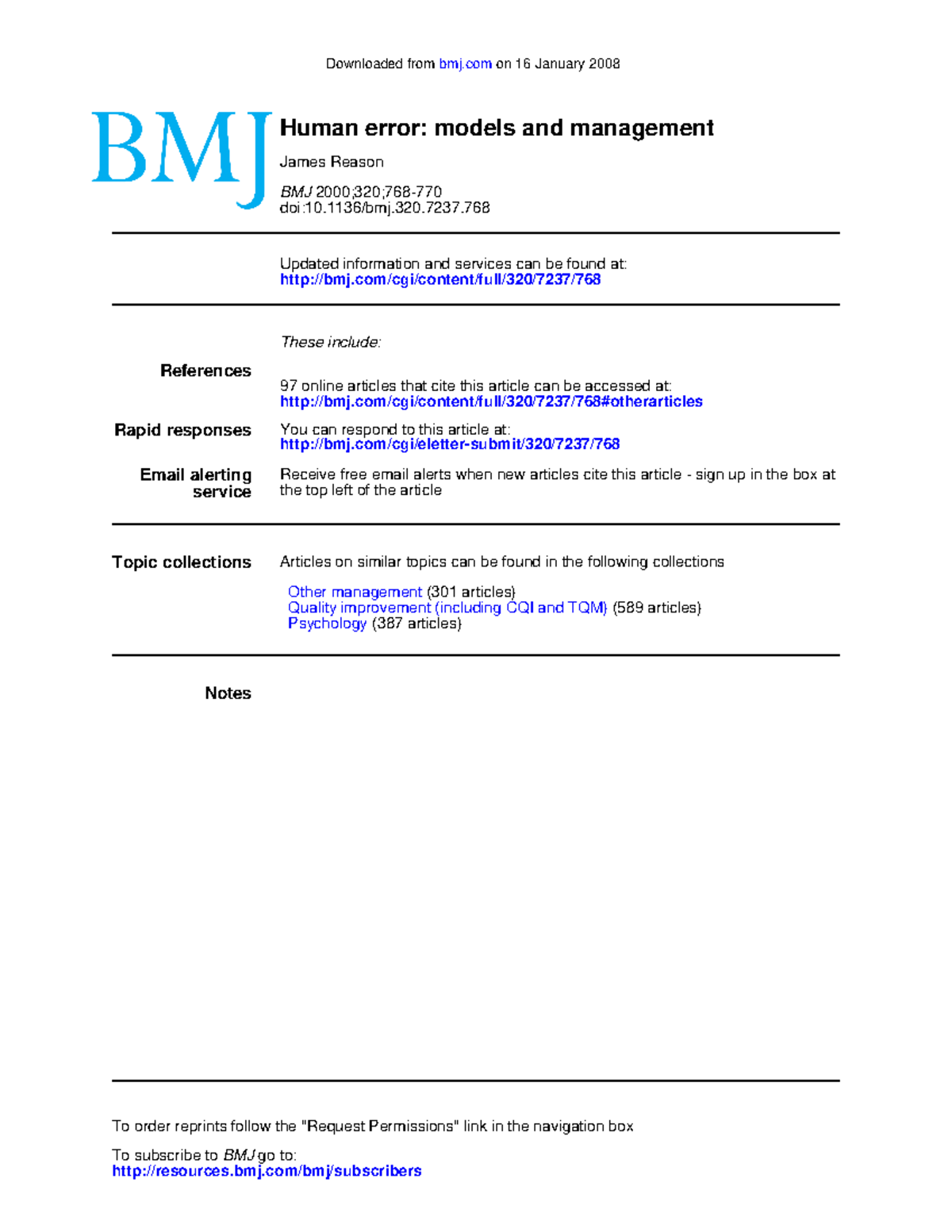 Errohumano reason bmj2000 - doi:10.1136/bmj.320. BMJ2000;320;768- James ...