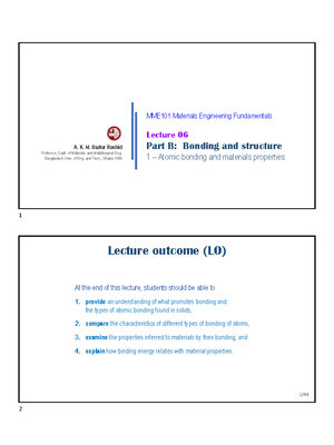 Lec 03-04 Introduction to materials 1 - MME101 Materials Engineering Fundamentals Lecture 03- 04 ...