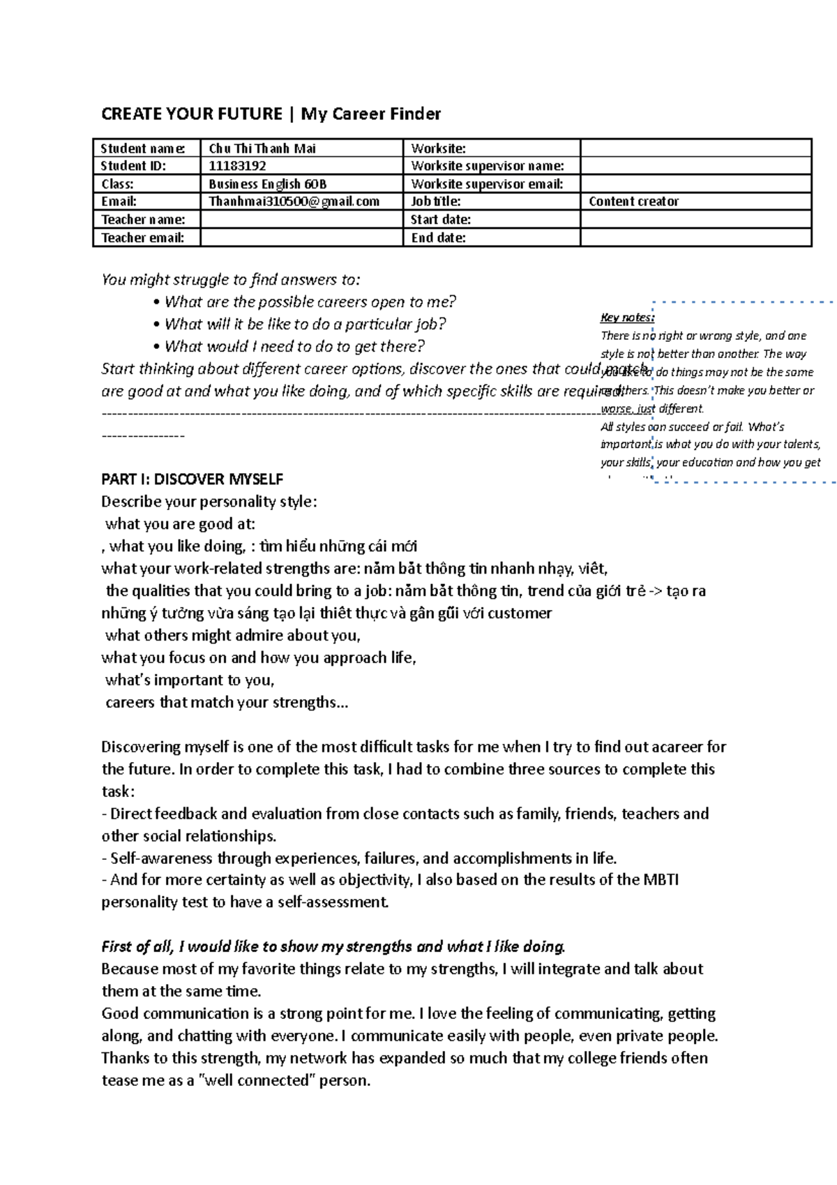 Individual Assignment Final Report - CREATE YOUR FUTURE | My Career ...