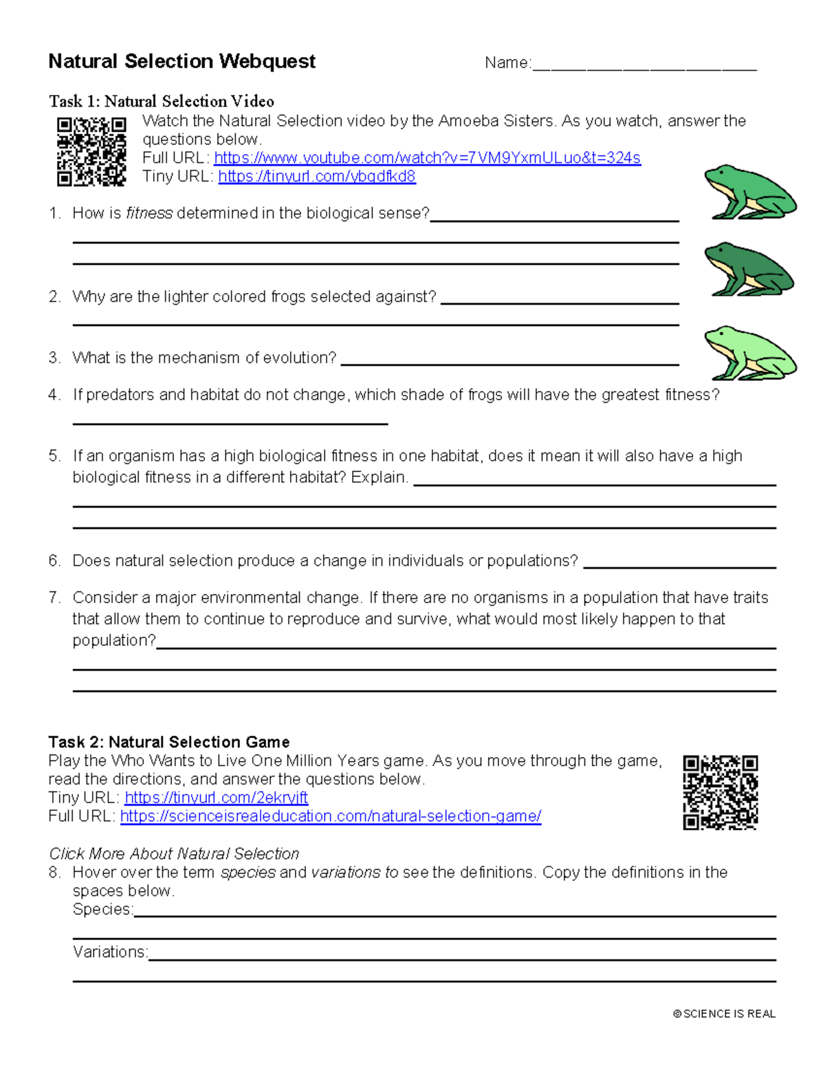 Annotated-Evolution%20Webquest - Natural Selection Webquest Name