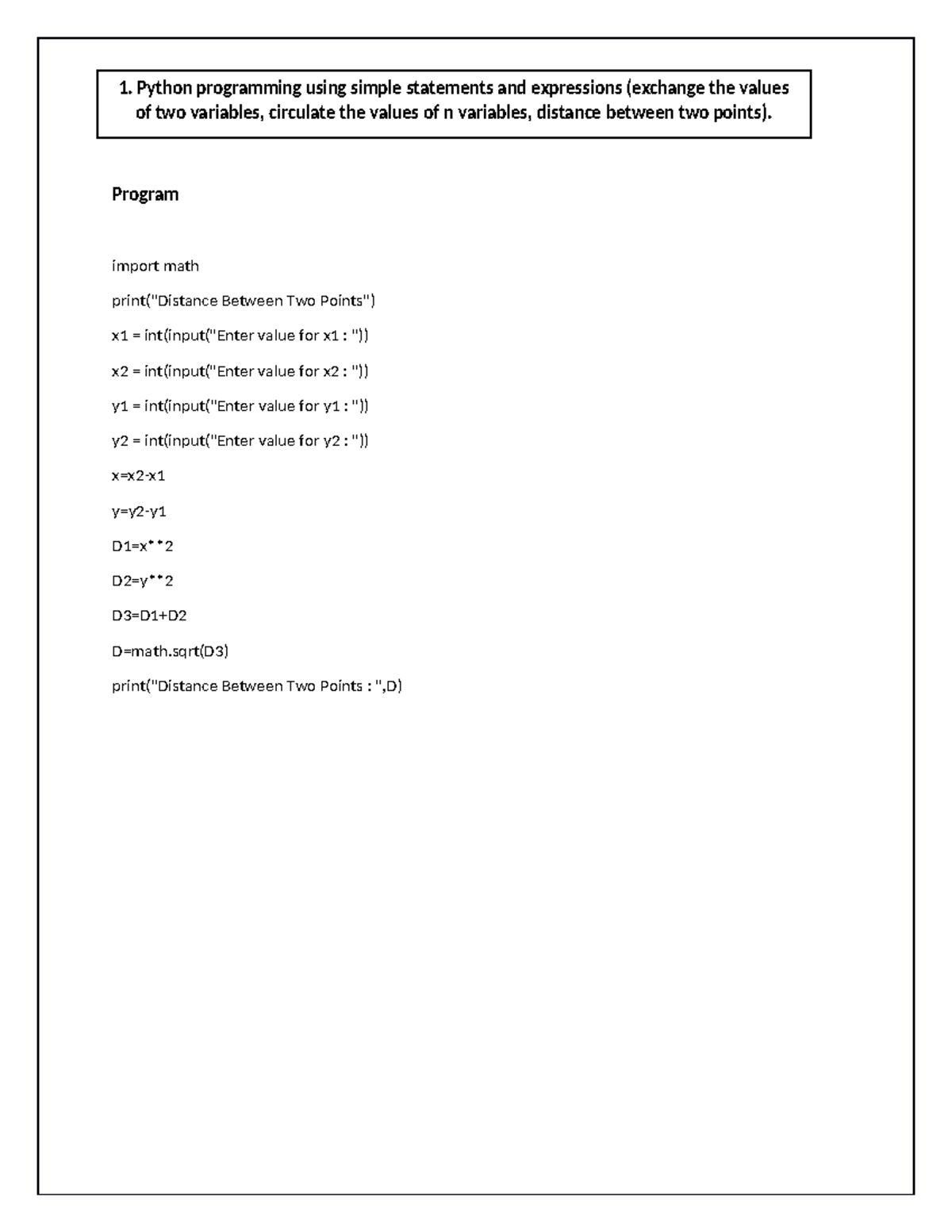 9h4bi-29m5z - Yygtg - Program import math print("Distance Between Two ...