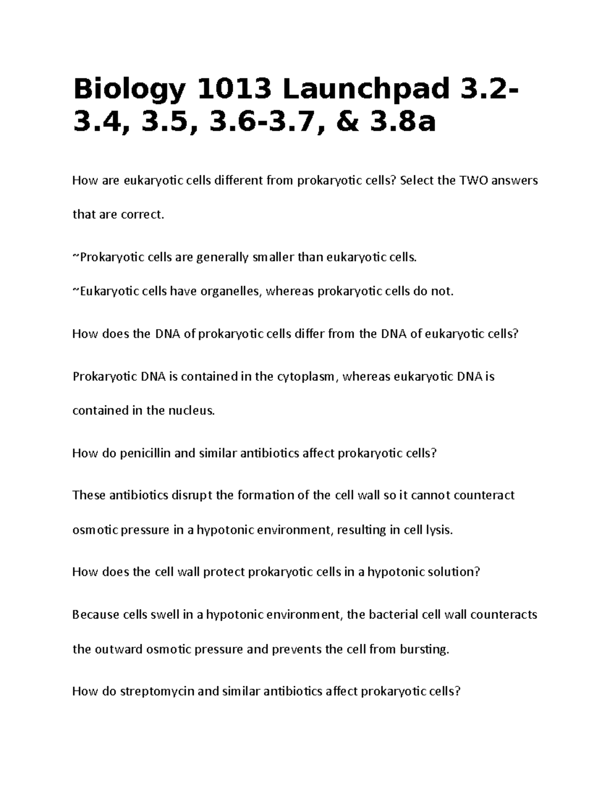 Biology 1013 Launchpad 3 - Biology 1013 Launchpad 3- 3, 3, 3.6-3, & 3 ...
