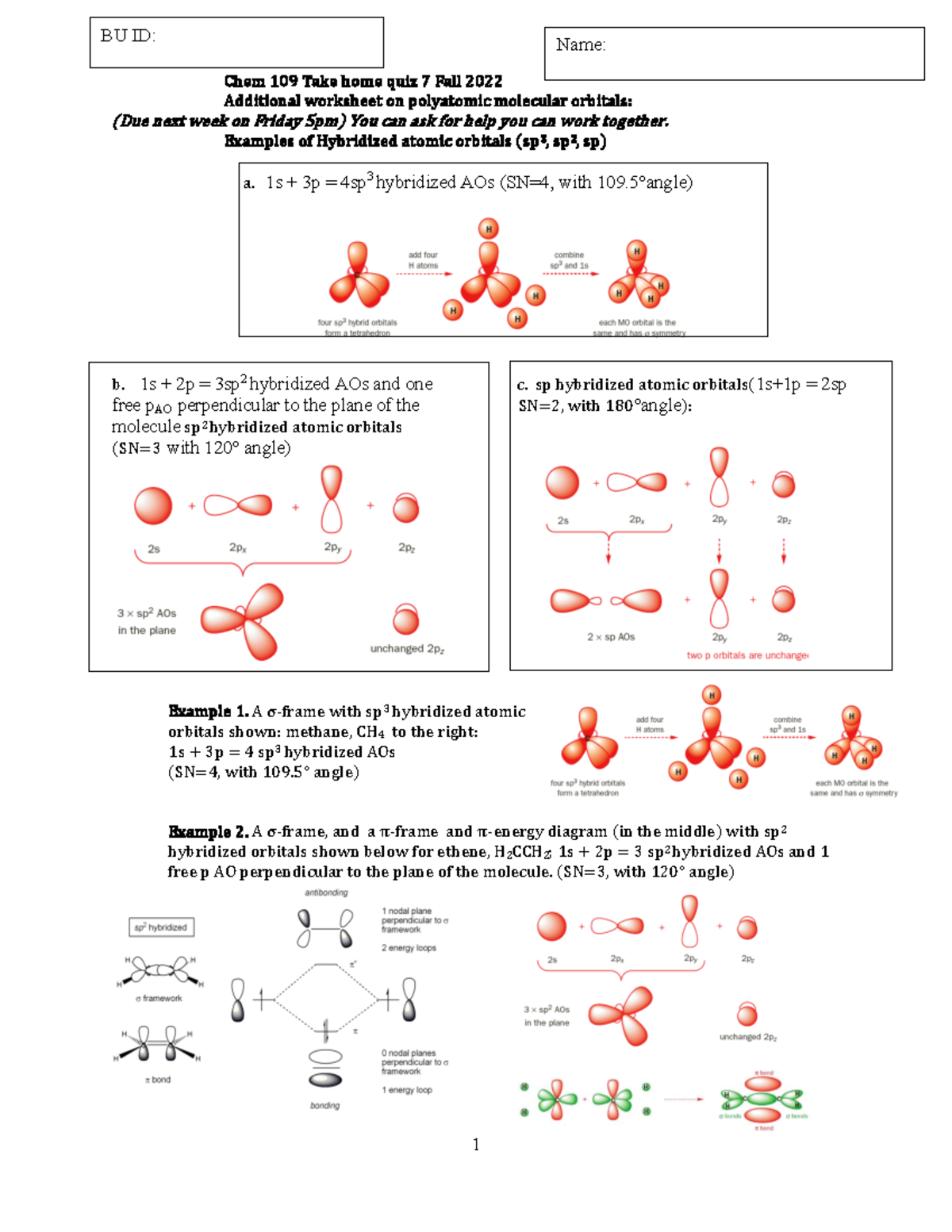 Quiz over polyatomic molecular orbitals - 1 Chem 109 Take home quiz 7 ...