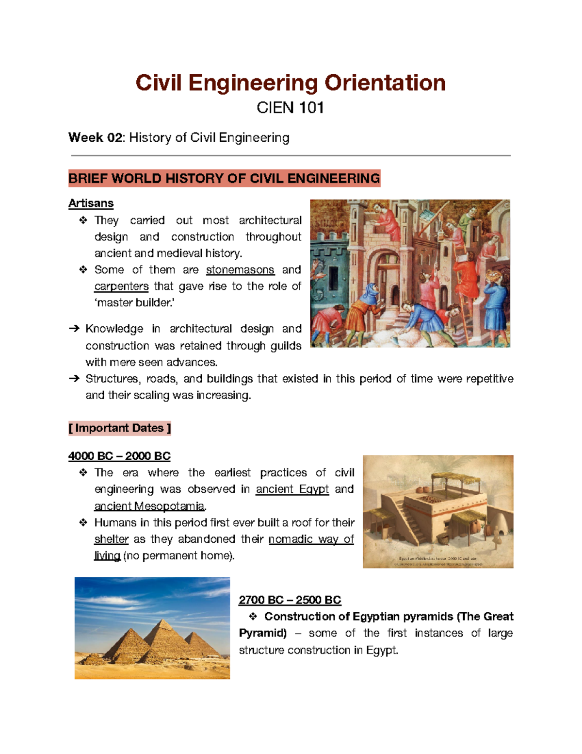 CIEN 101 Midterms Reviewer - Civil Engineering Orientation CIEN 101 ...