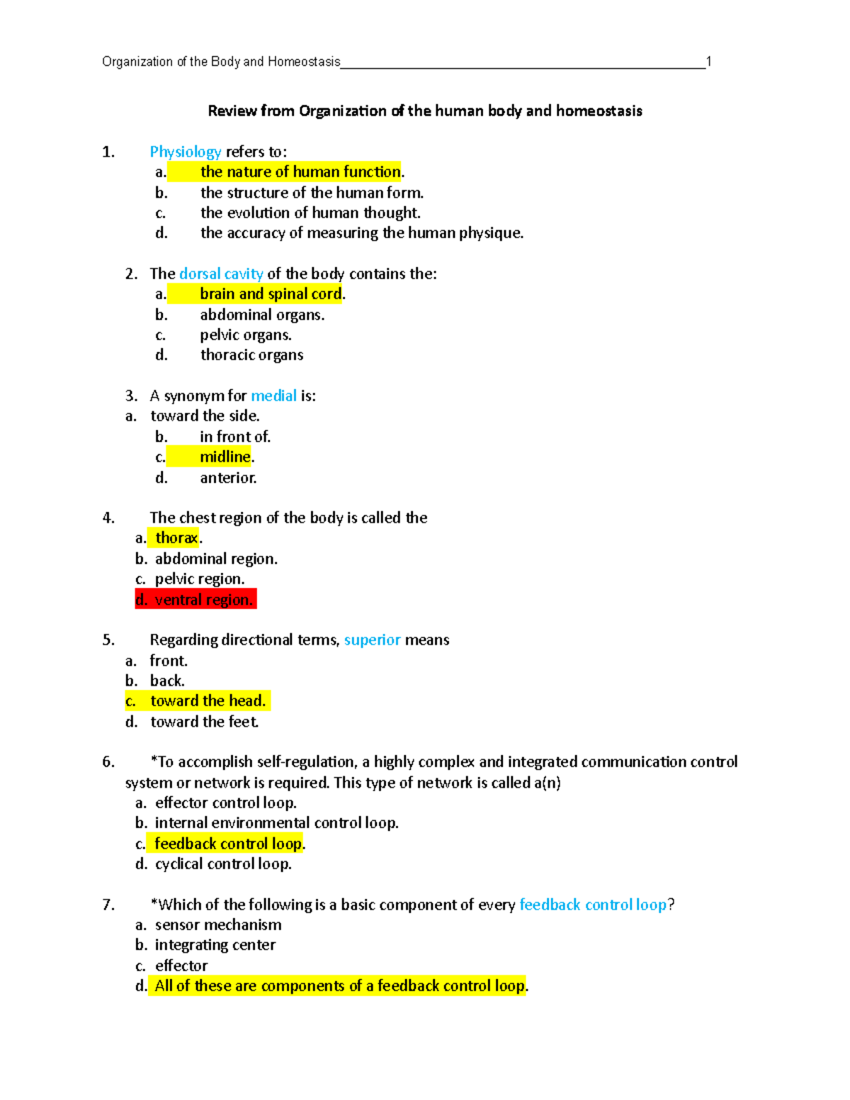 Review Organization of the human body and homeostasis - Review from ...