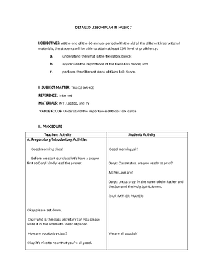 WEEK 1 - lesson plan - DAILY LESSON LOG School Carrascal National High ...