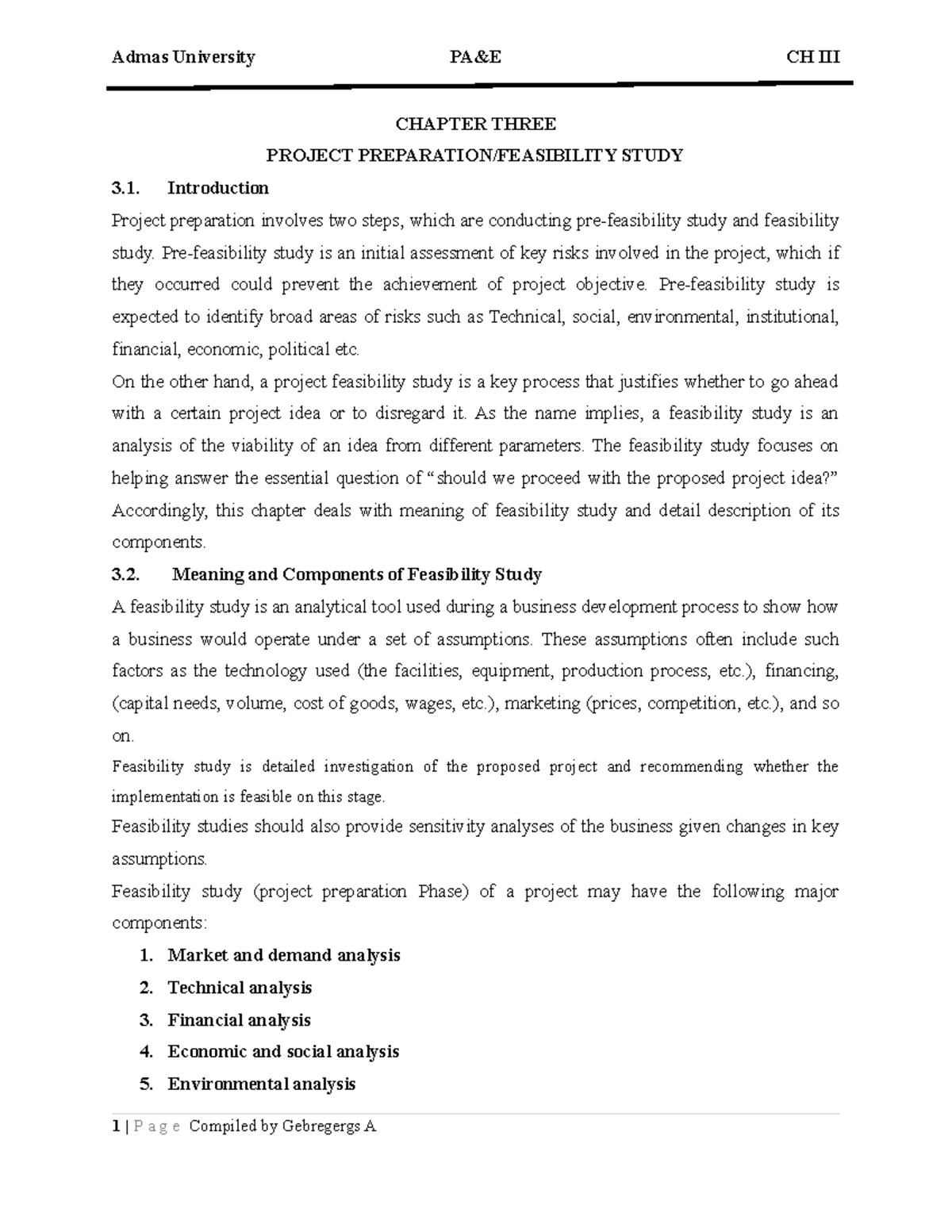 P-CH-III 2020 - Document - CHAPTER THREE PROJECT PREPARATION ...