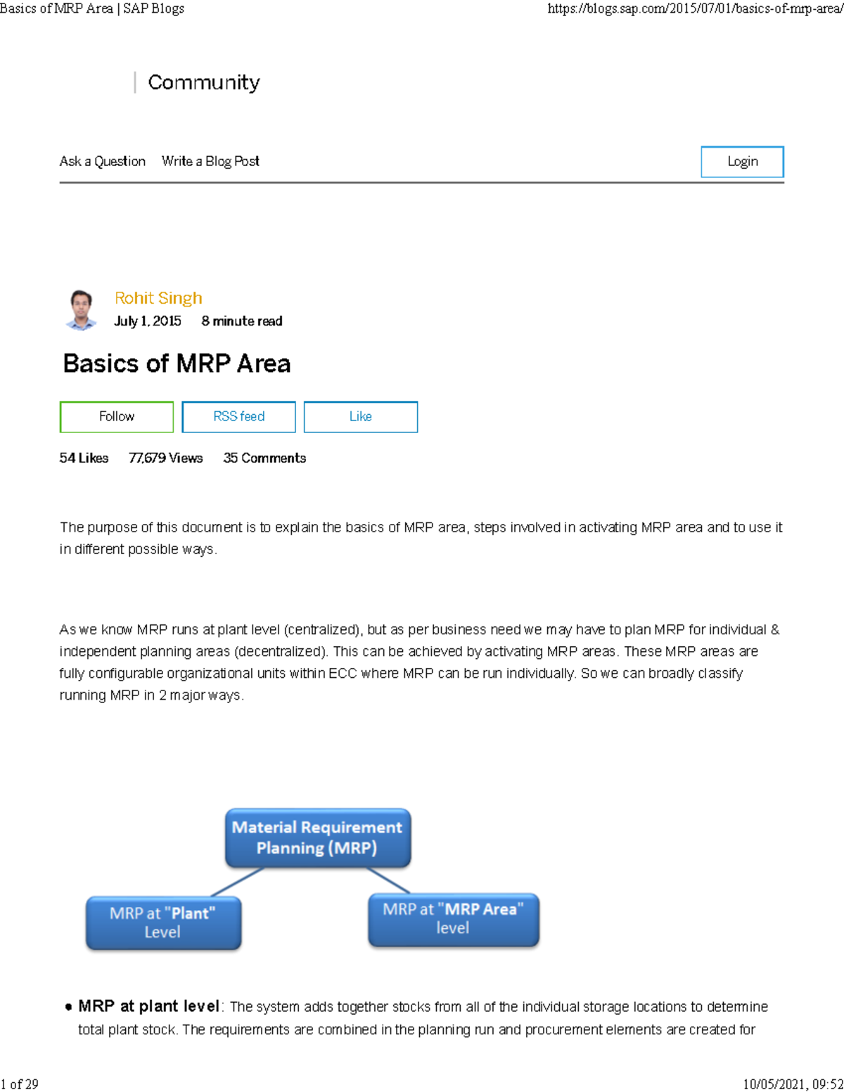 Basics of MRP Area - asdasxzxzzxc - Community Ask a Question Write a ...