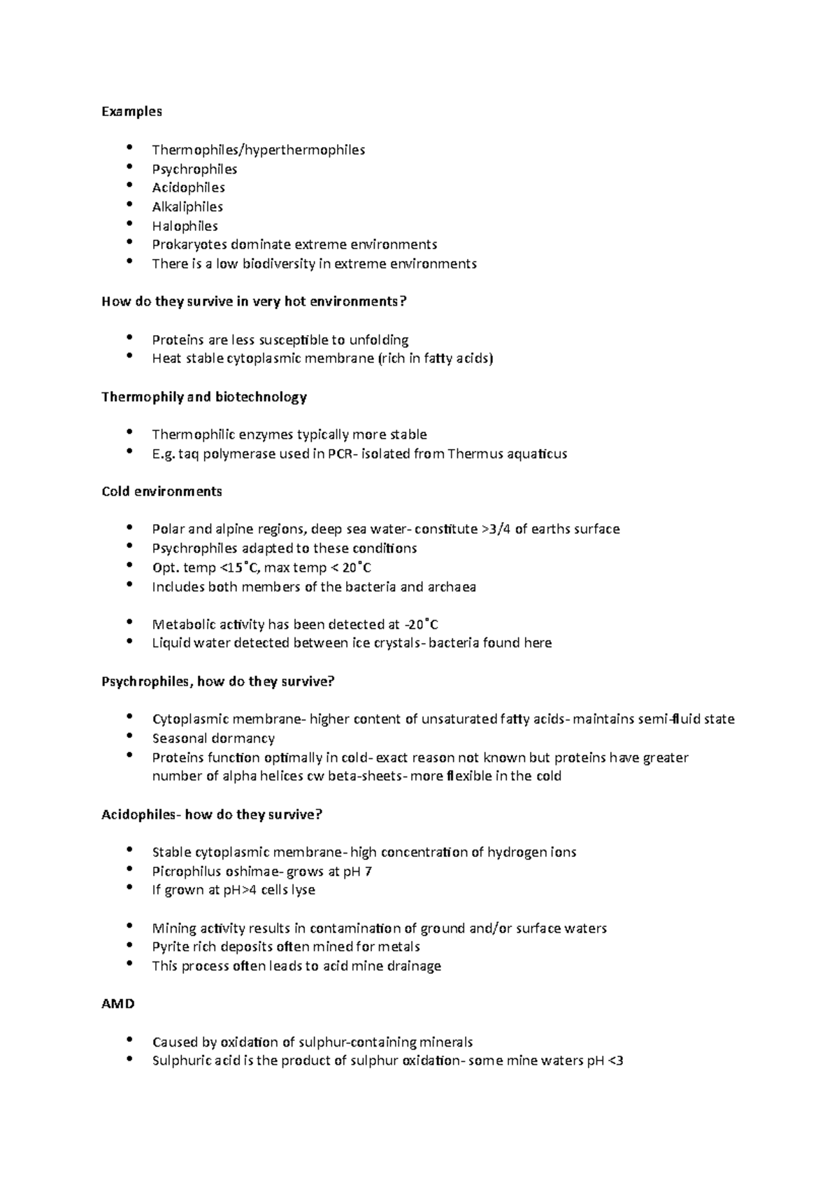 Extremophiles - Extremeophiles lecture notes - Examples Thermophiles ...