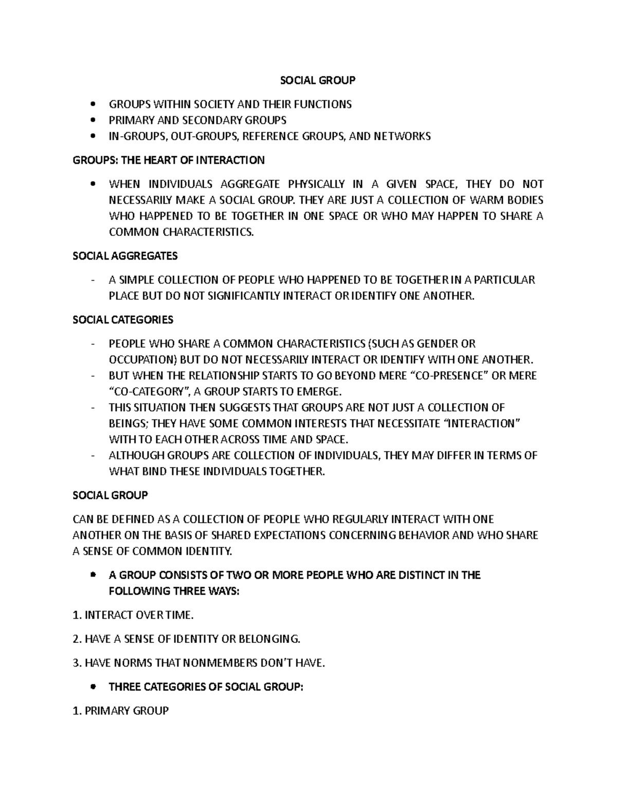 Social Group - Lecture notes 1-2 - Science, Technology, Engineering ...